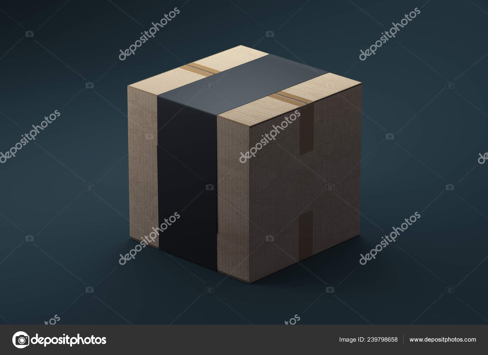 Packed cardboard box isolated on dark background, 3d rendering — Stock ...