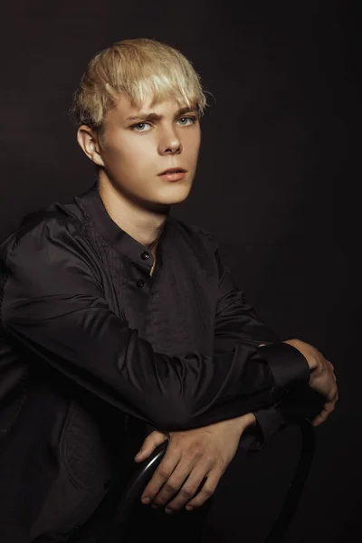 Strong Stripped Muscle Male Model Casual Black Look Black Isolated ...