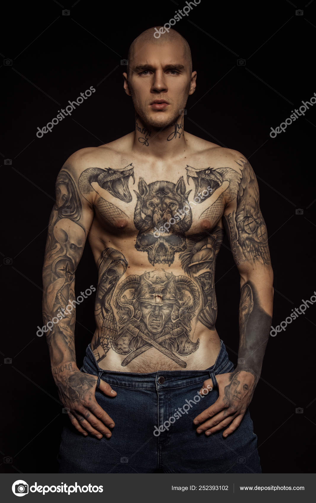 Handsome Muscled Strong Face Male Model Fashion Cloathes Stock Photo by ...