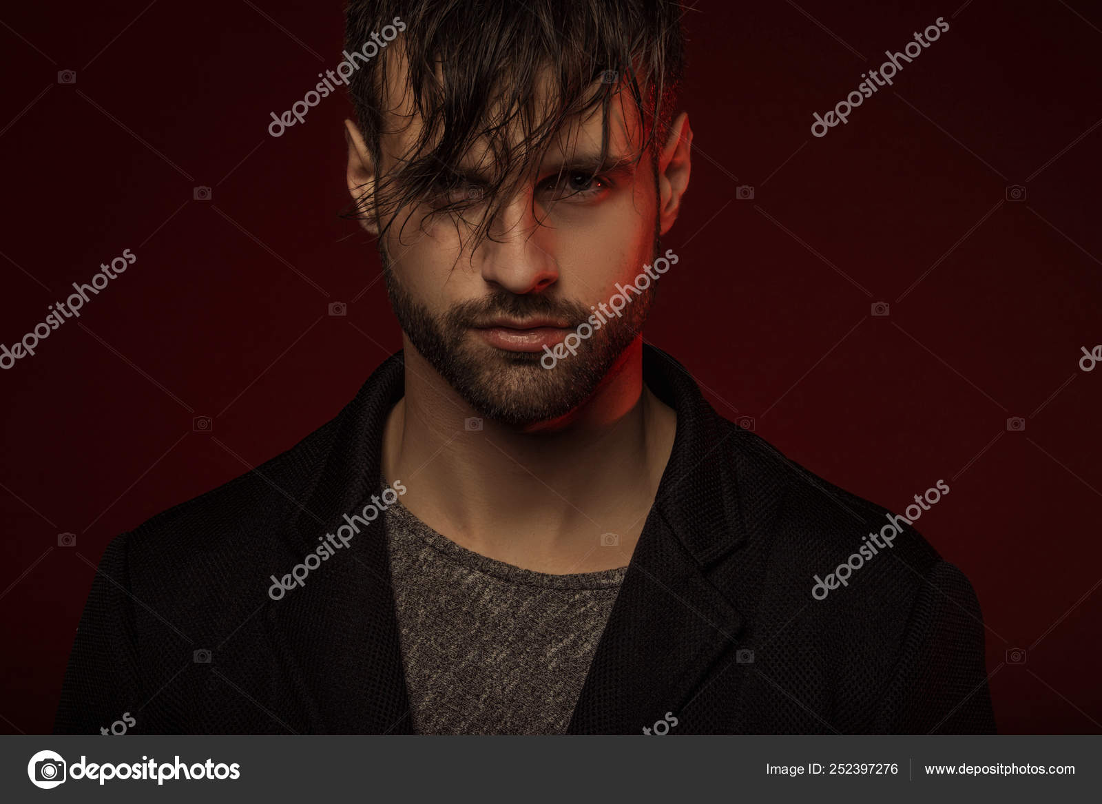 Muscle Strong Face Beautiful Stripped Male Model Casual Look Denim ...