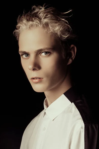 Strong Stripped Muscle Male Model Casual Black Look Black Isolated ...