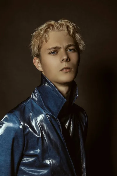 Strong Stripped Muscle Male Model Casual Black Look Black Isolated ...