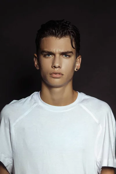 Strong Stripped Muscle Male Model White Underwear Black Isolated Font ...