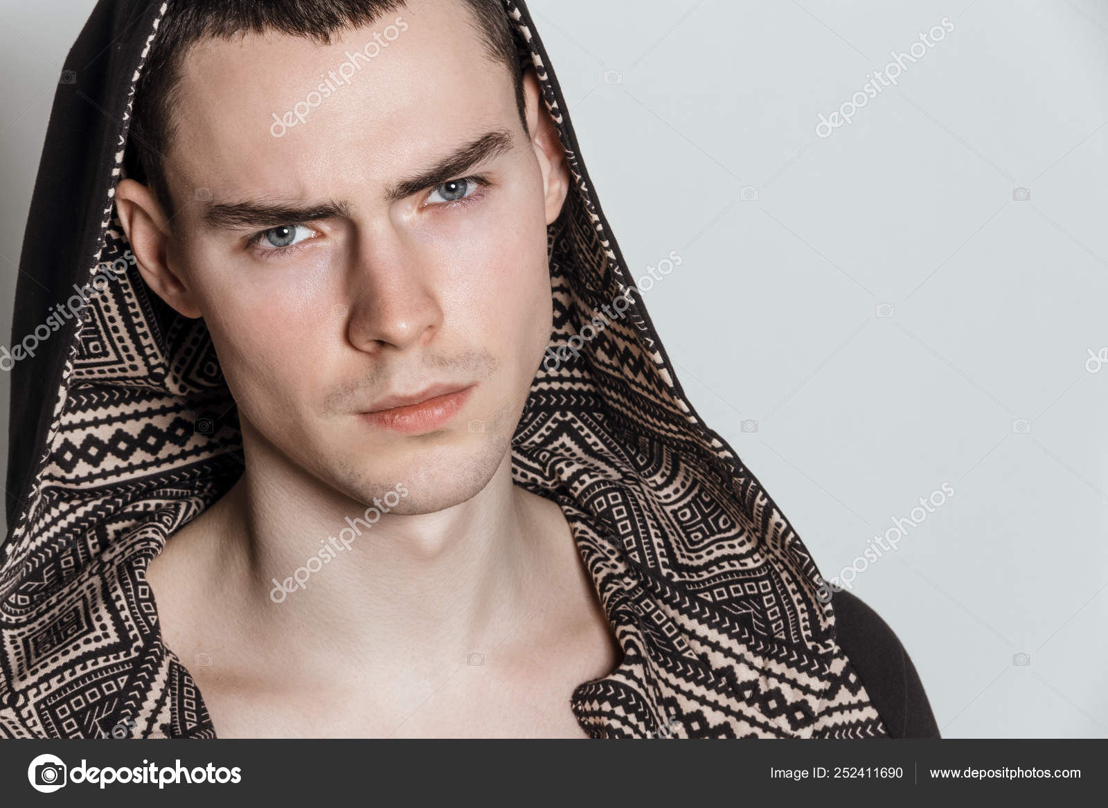 Beautiful Strong Face Male Model Fashion Cloathes Hat White Isolated ...