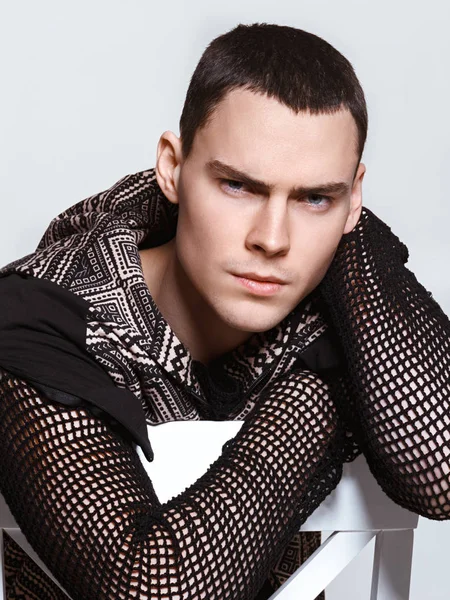 Beautiful Strong Face Male Model Fashion Cloathes Hat White Isolated ...