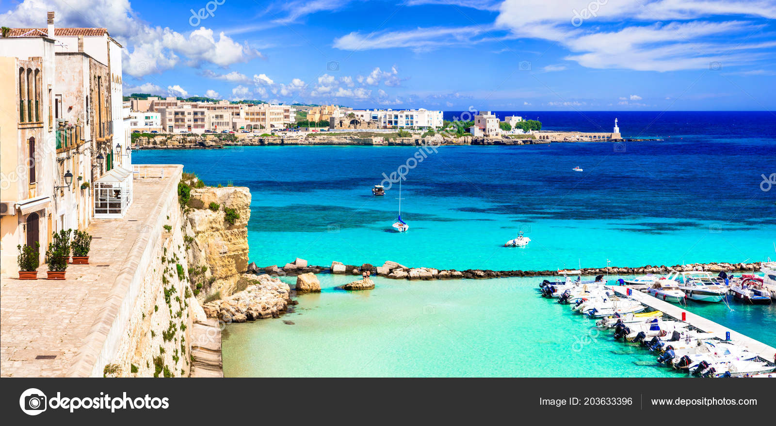 Otranto Beautiful Coastal Town Puglia Turquoise Sea Panoramic View ...