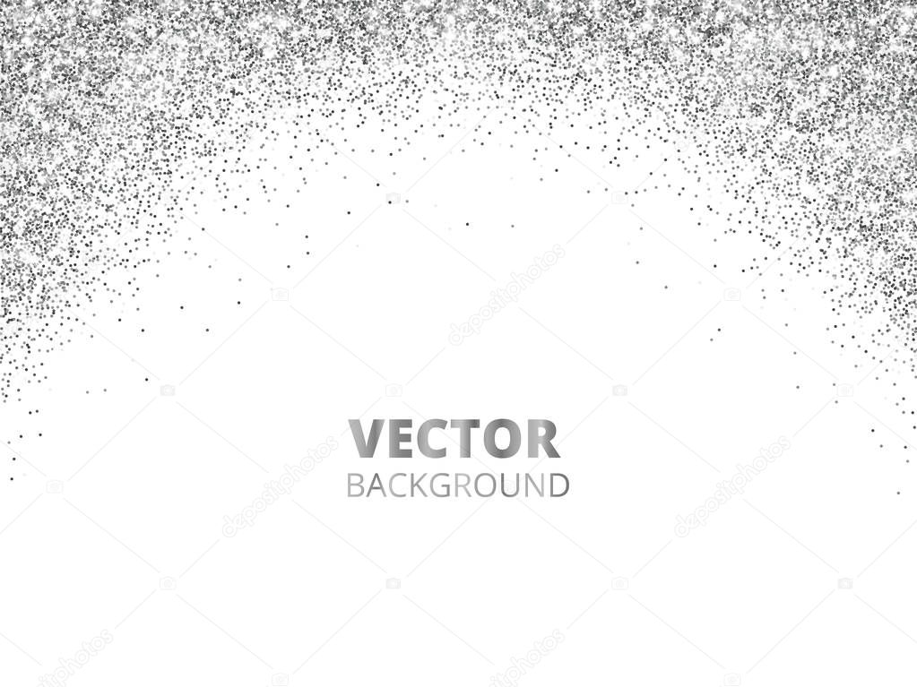 Borde brillante brillo, marco. Polvo plateado cayendo aislado sobre ...