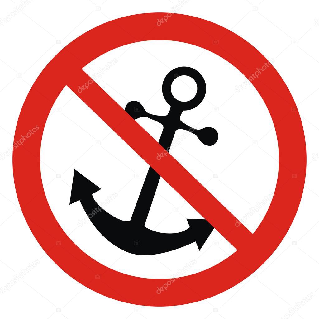 sin amarre, silueta negra de ancla en el marco del círculo rojo, 2022