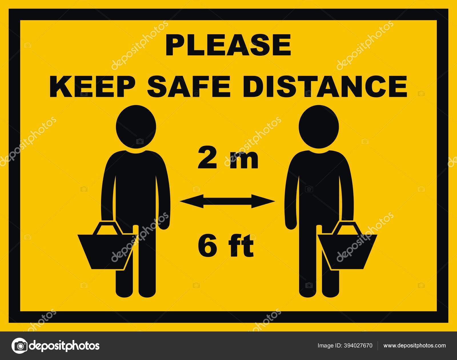 Please Keep Safe Distance People Shopping Cart Vector Icon Stock Vector ...