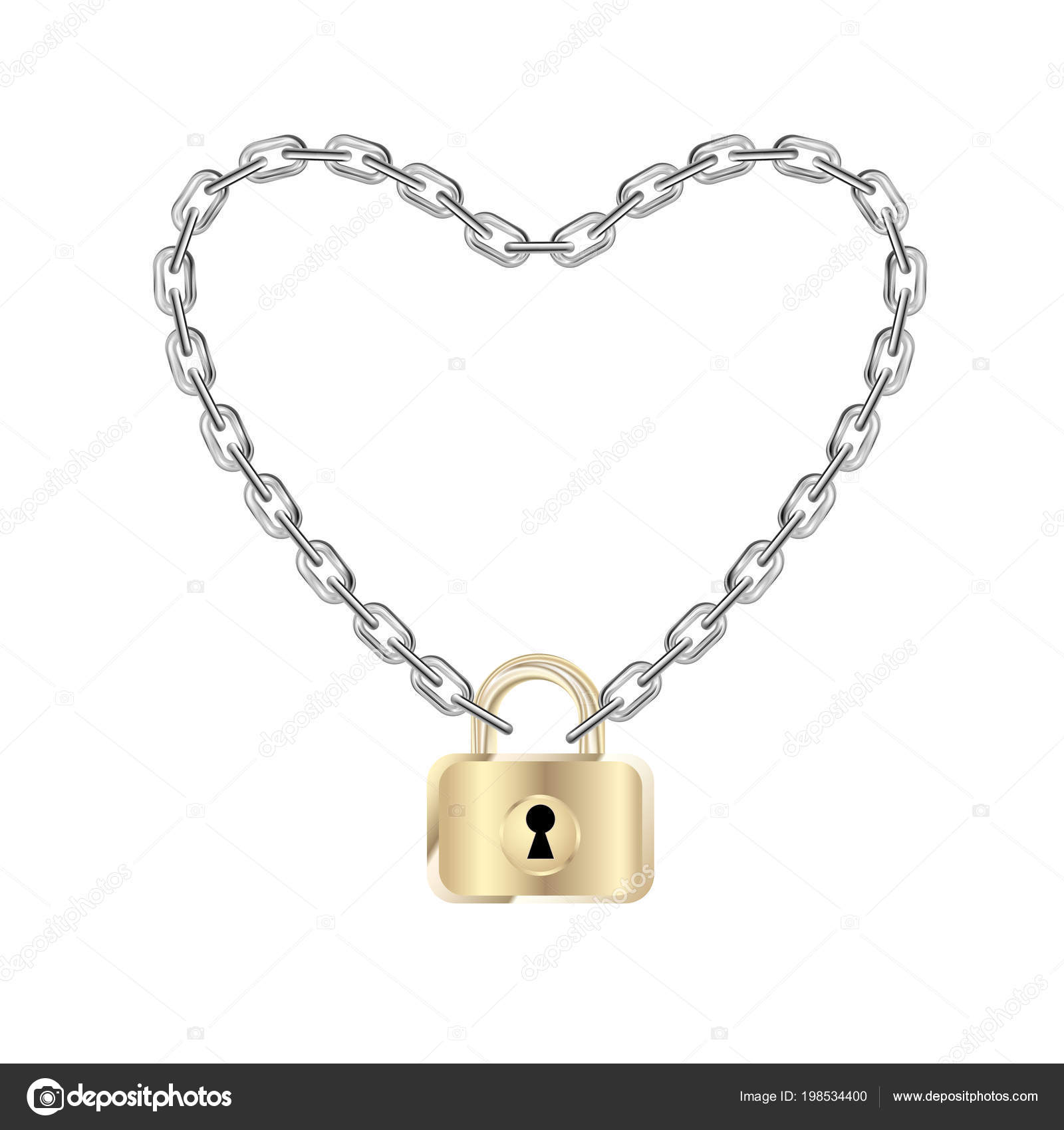 Chain Formed Heart Symbol Isolated White Background Stock Vector Image ...
