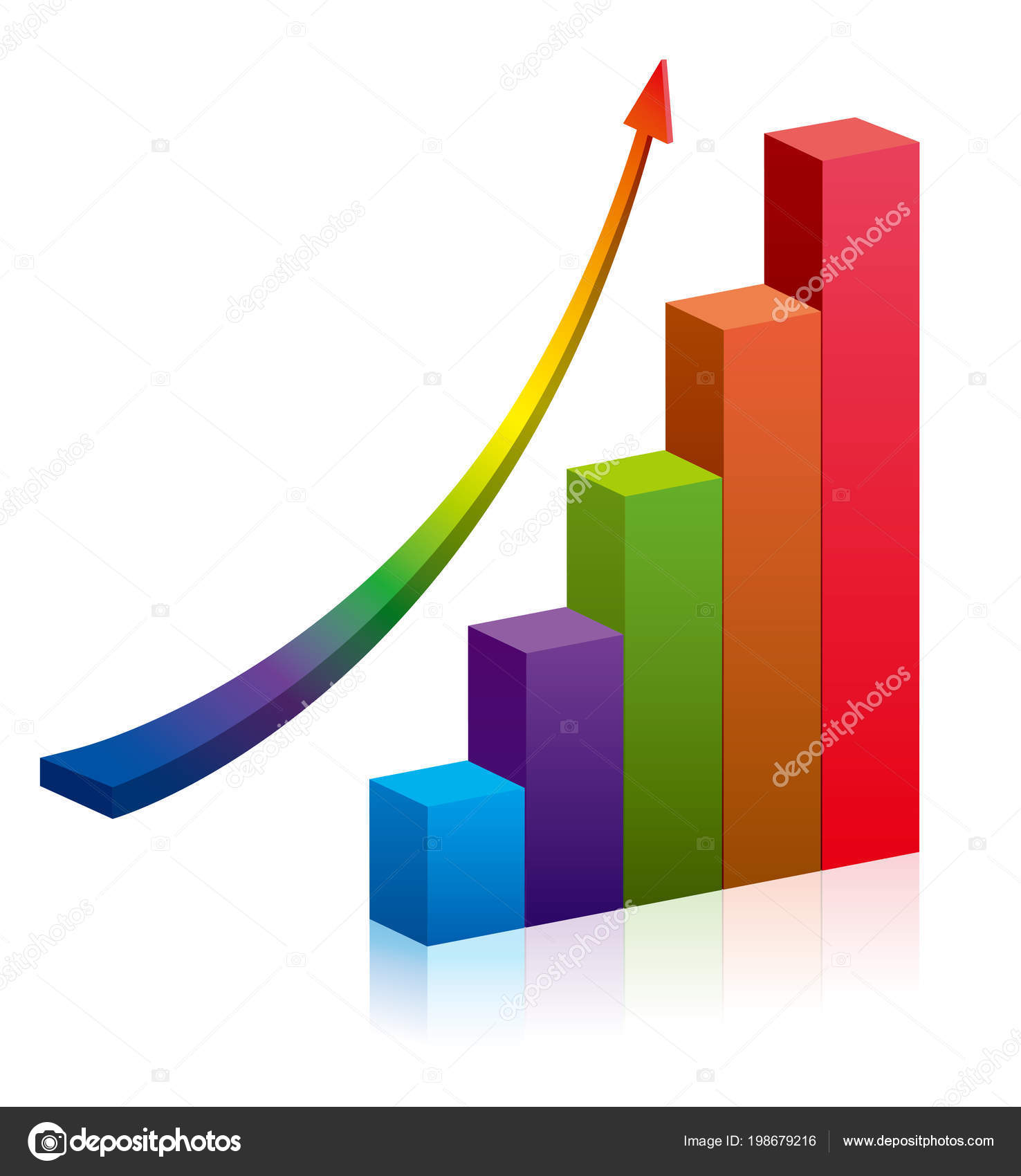 Business Graph Rising Arrow Isolated White Background Stock Vector ...