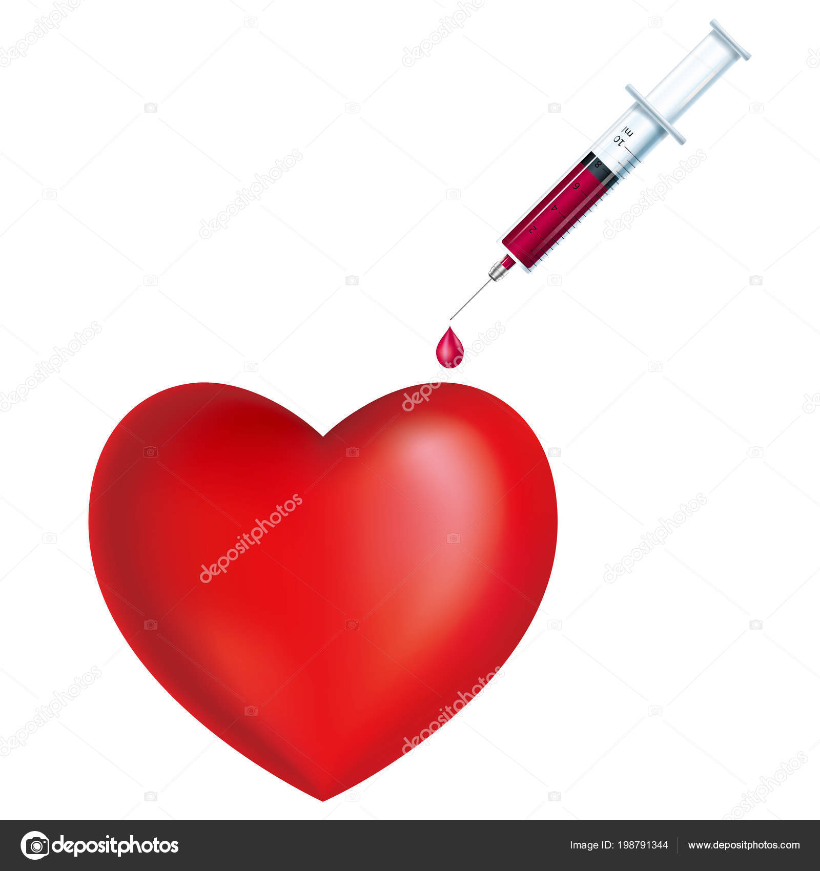 Syringe Heart Shaped Symbol Isolated White Background Stock Vector by ...