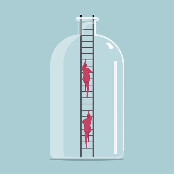 Businessman Climbs Chart Using Ladder Isolated Blue Background Stock ...