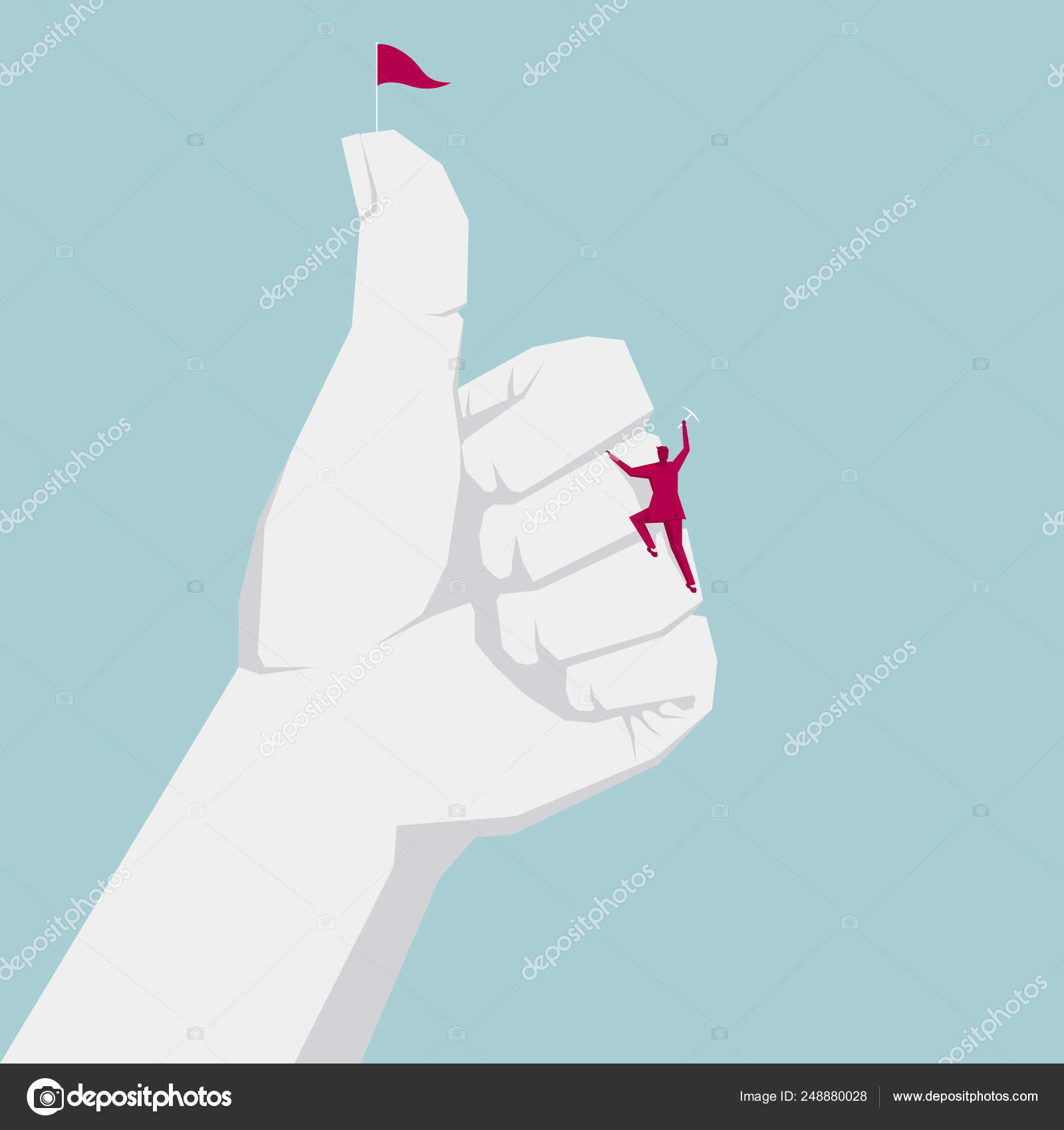 Businessman Climbing Hand Thumbs Background Blue Stock Vector Image by ...