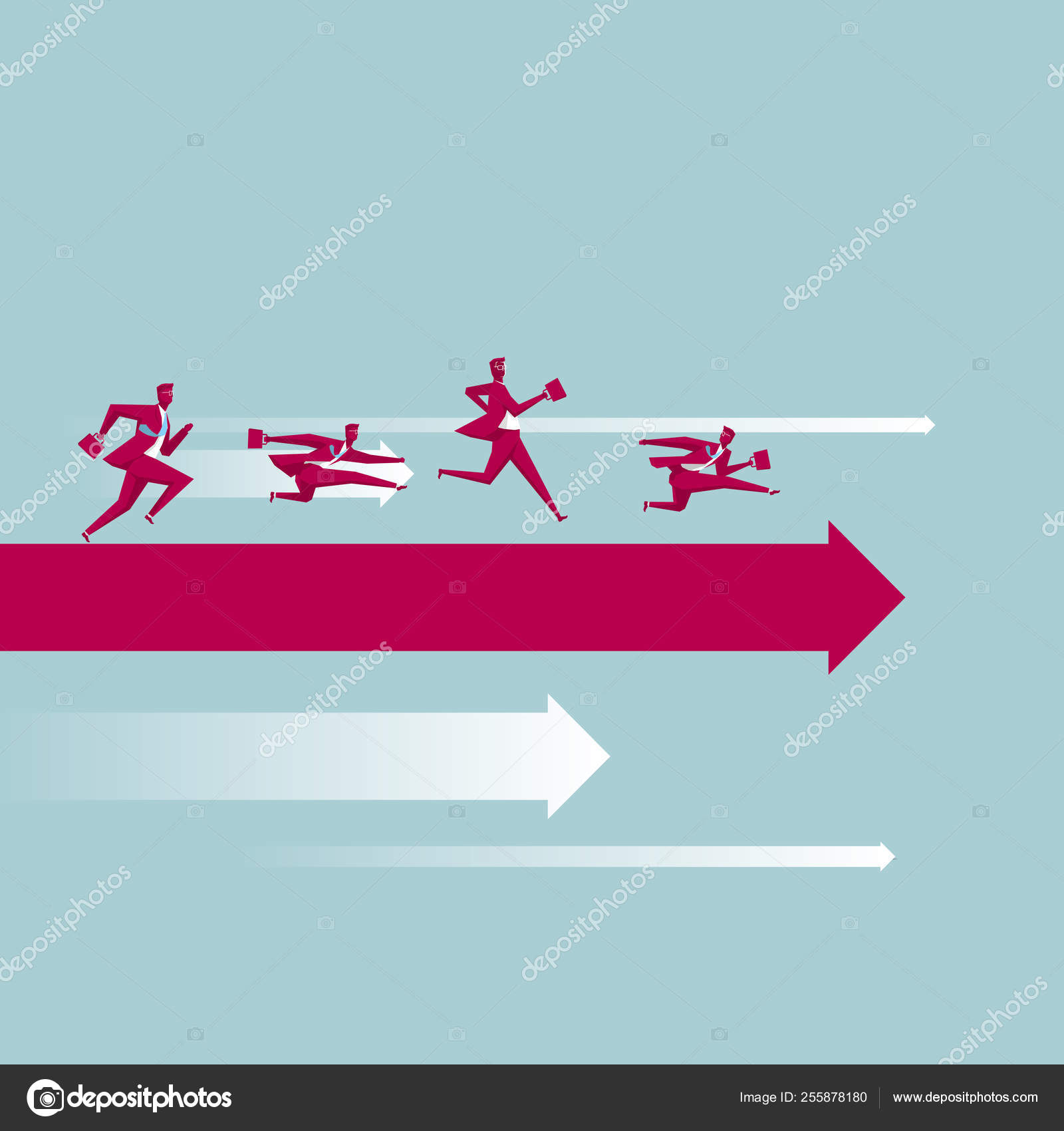 Group People Running Arrow Symbol Isolated Blue Background Stock Vector ...
