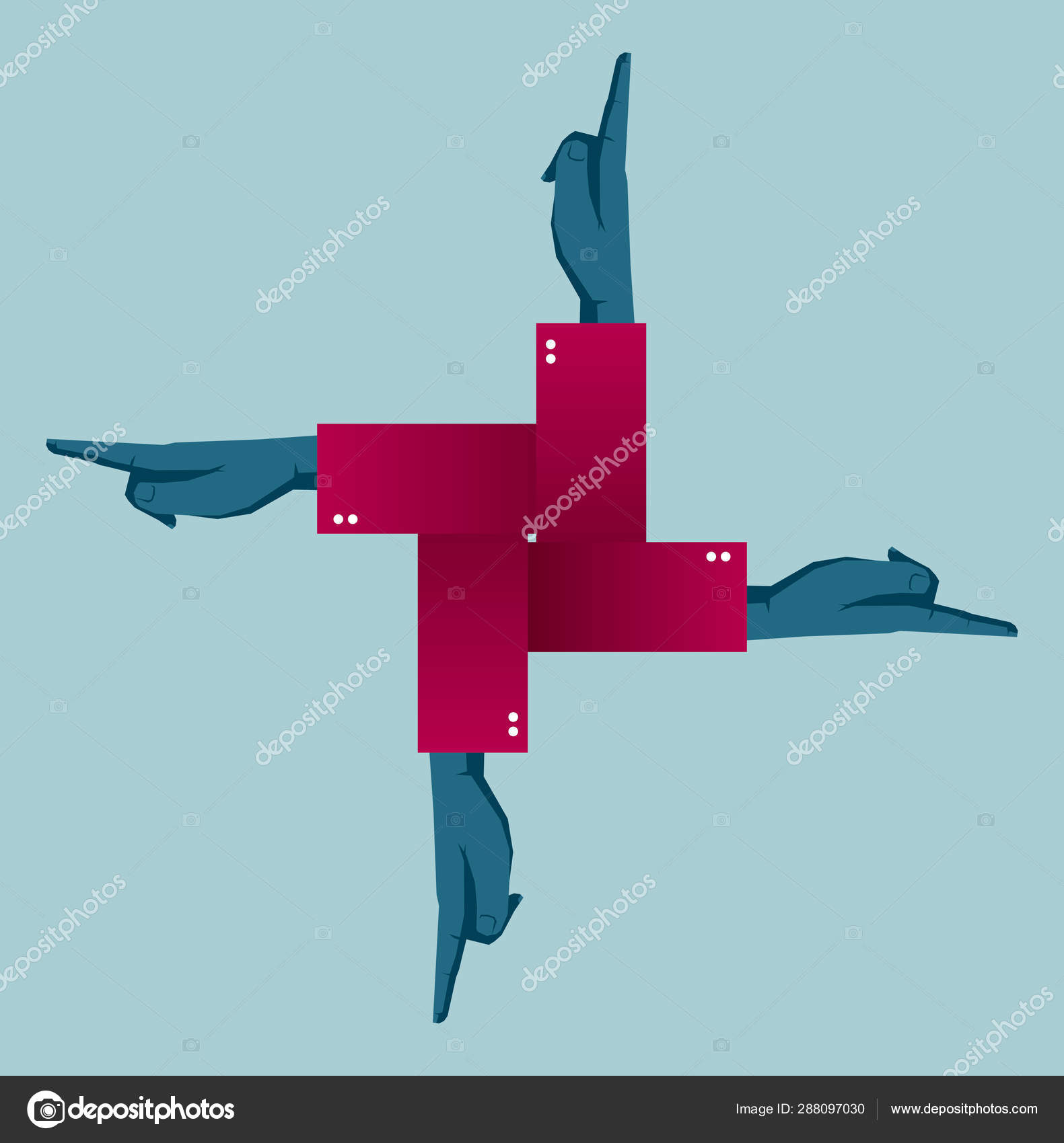 Combination Hands Isolated Blue Background Stock Vector Image by ...