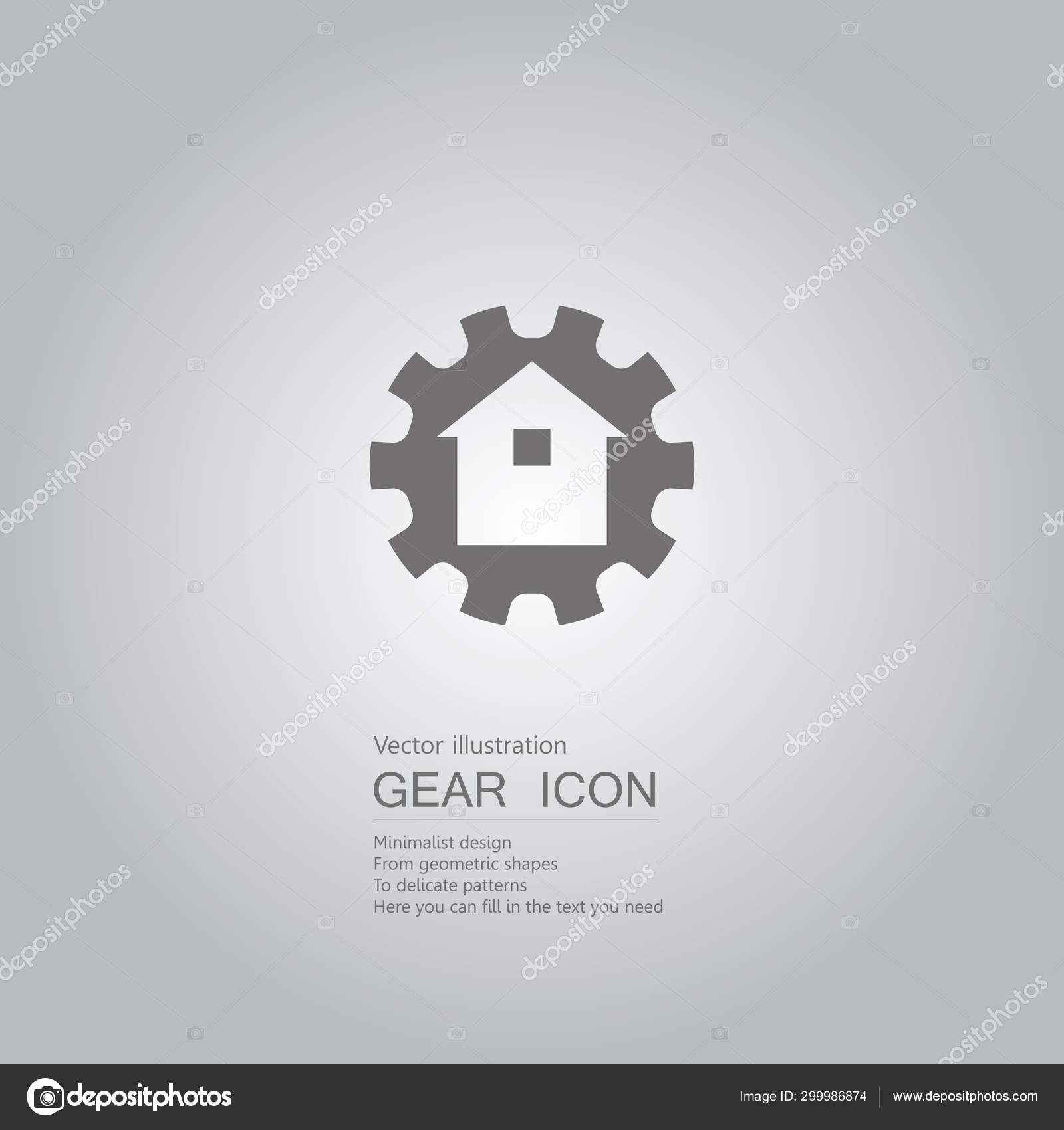 Gears House Icon Background Gray Gradient Stock Vector Image by ...