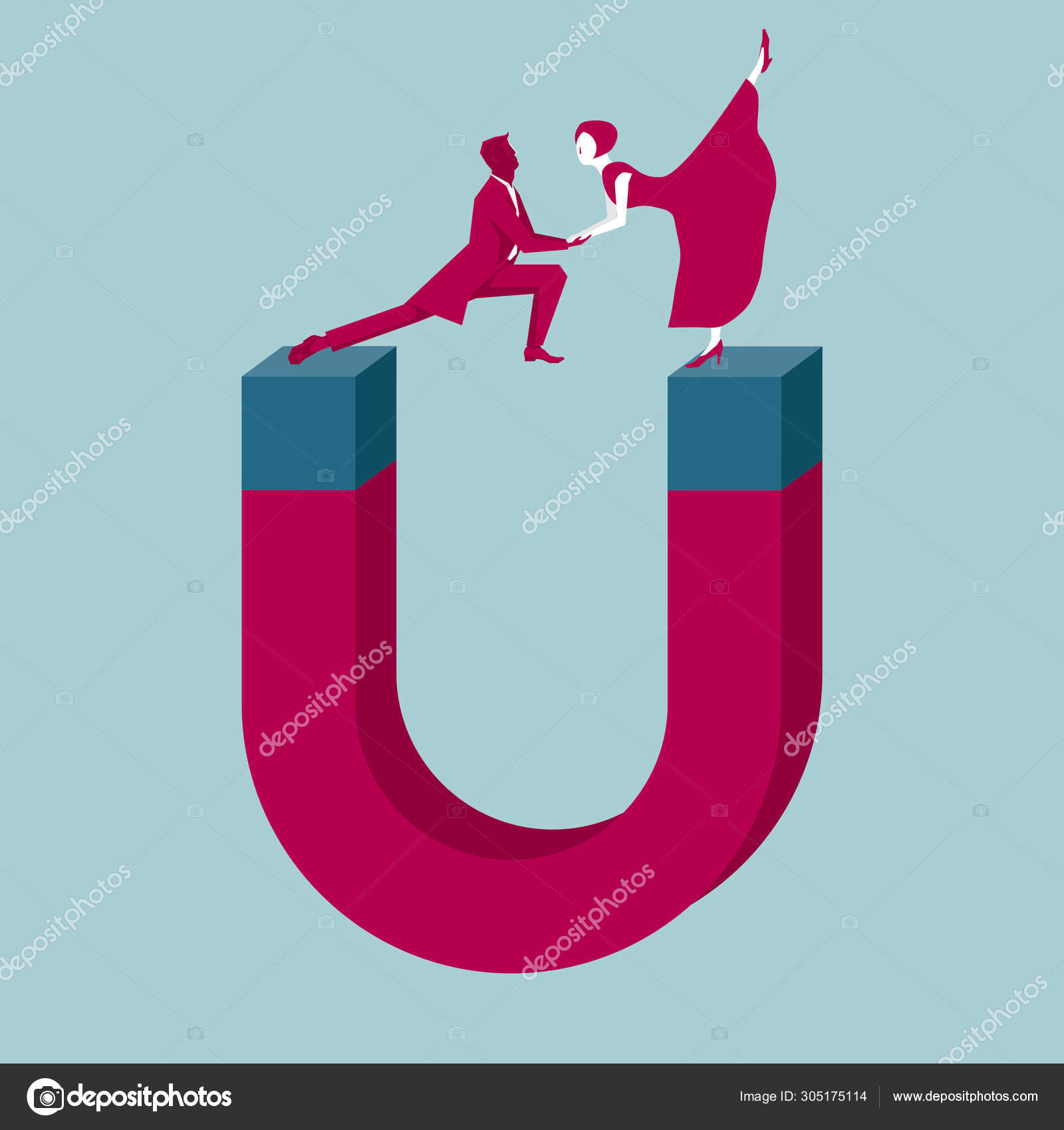 Couple Dancing Magnet Isolated Blue Background Stock Vector Image by ...