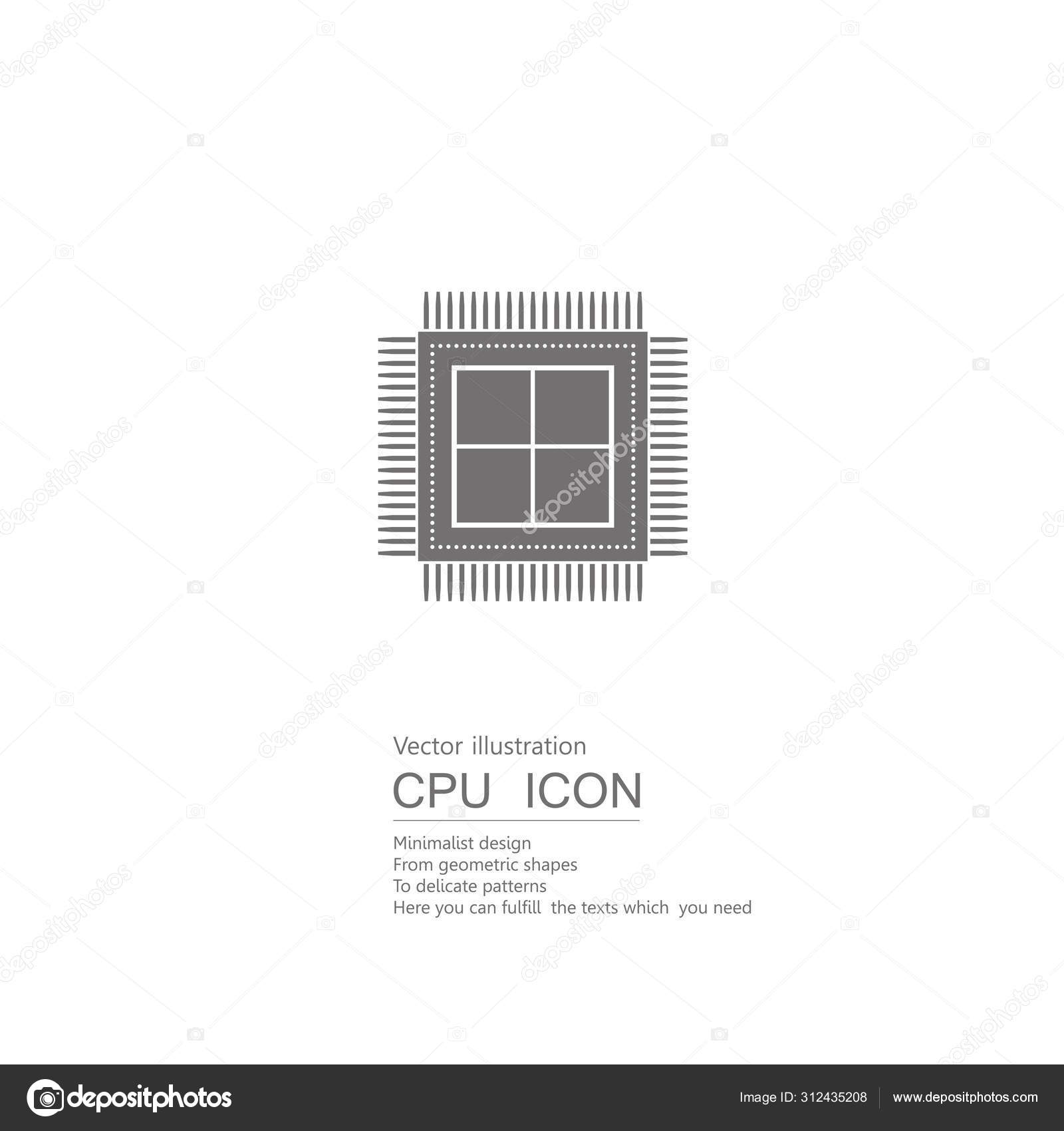 Vector Drawn Central Processing Units Isolated White Background Stock ...