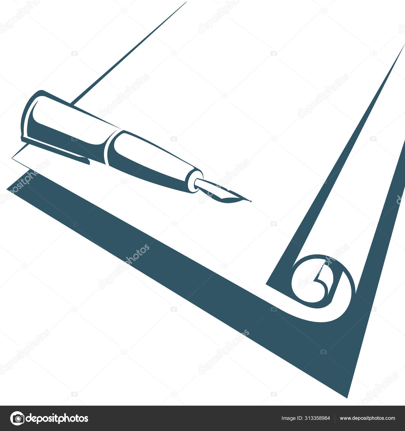 Vector Drawn Pen Paper Isolated White Background Stock Vector Image by ...