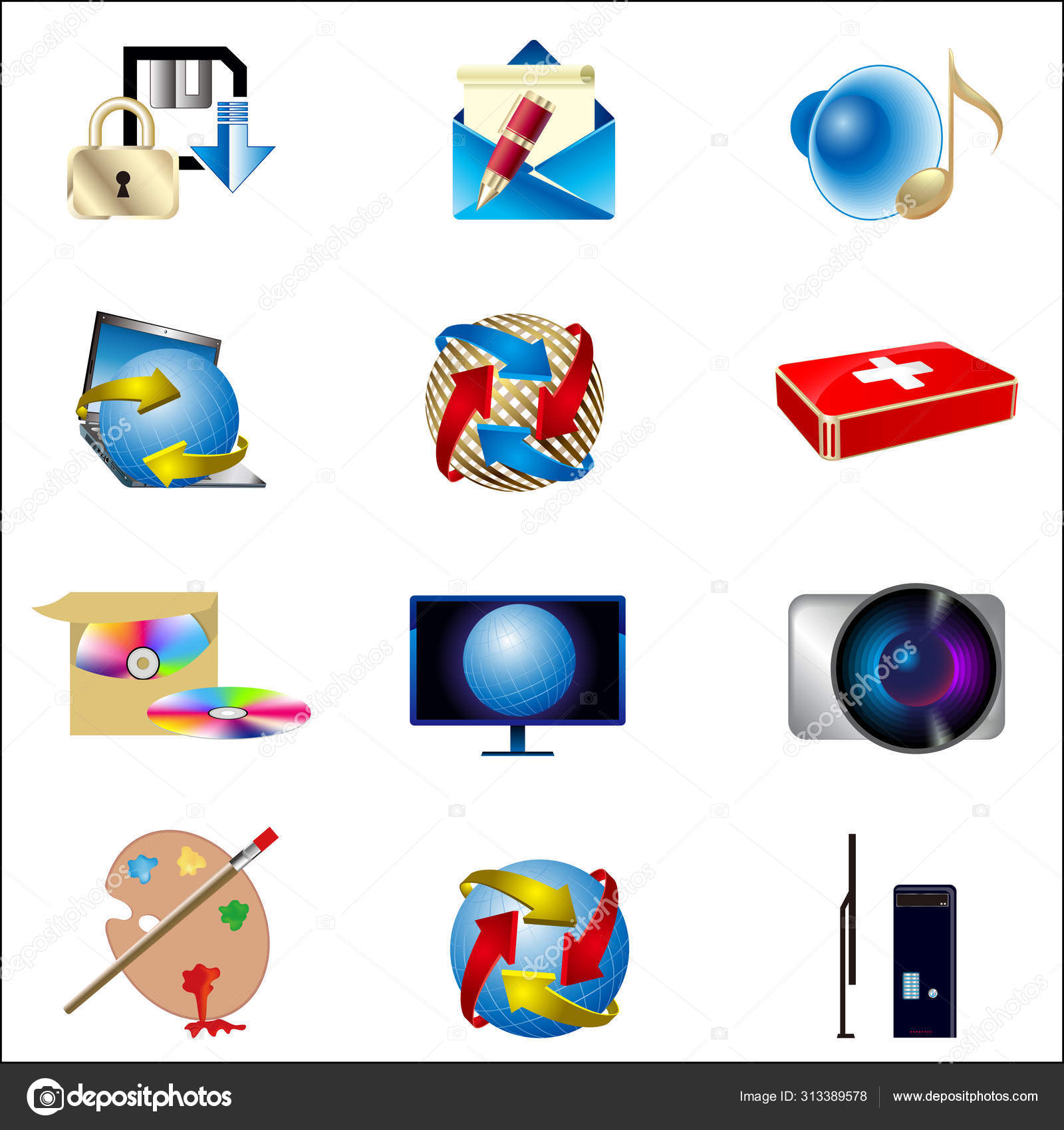 Vector Drawn Icons Collection Isolated White Background Stock Vector ...