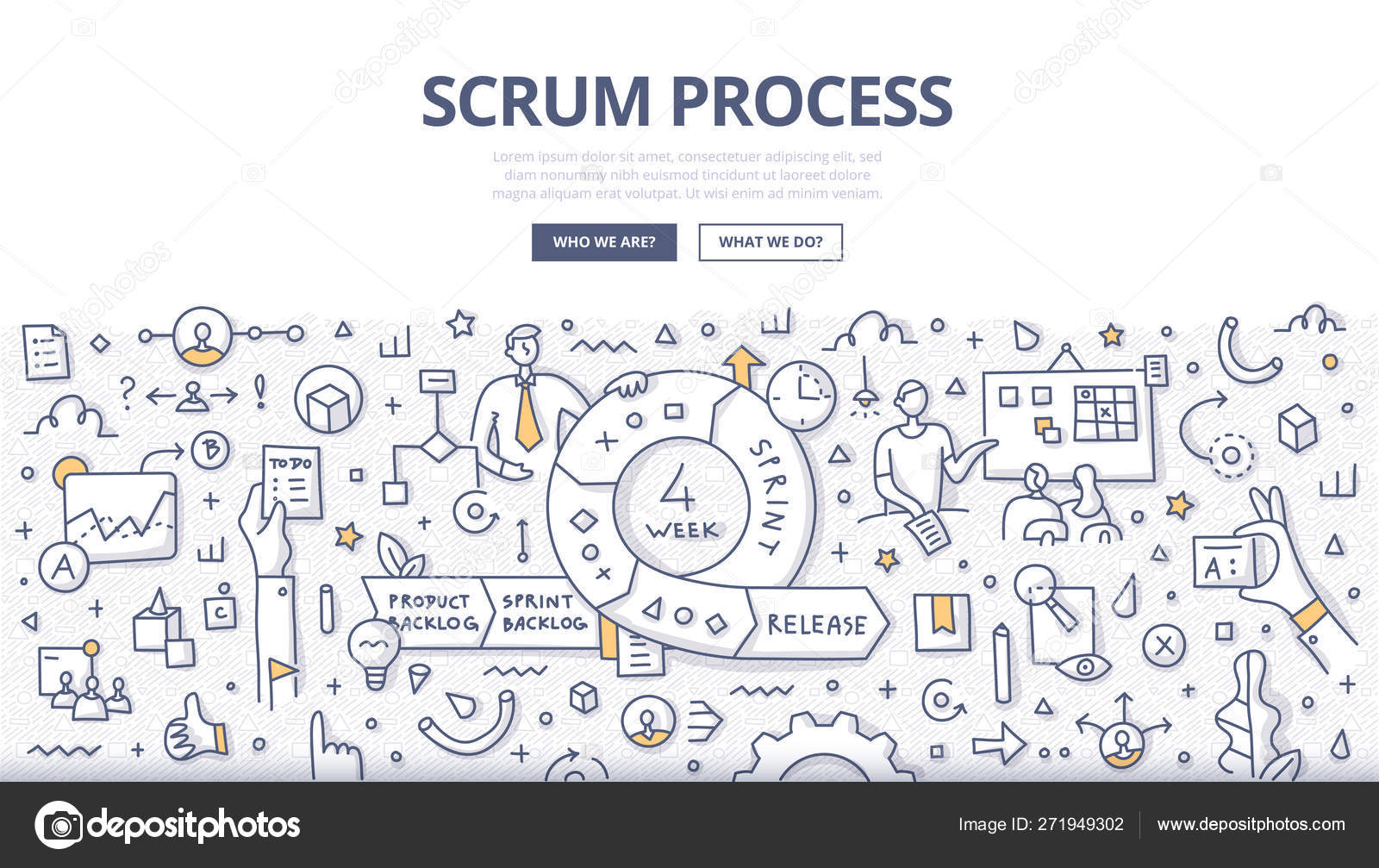 Concepto de Doodle de Proceso Scrum Vector de stock #271949302 de ©koctia
