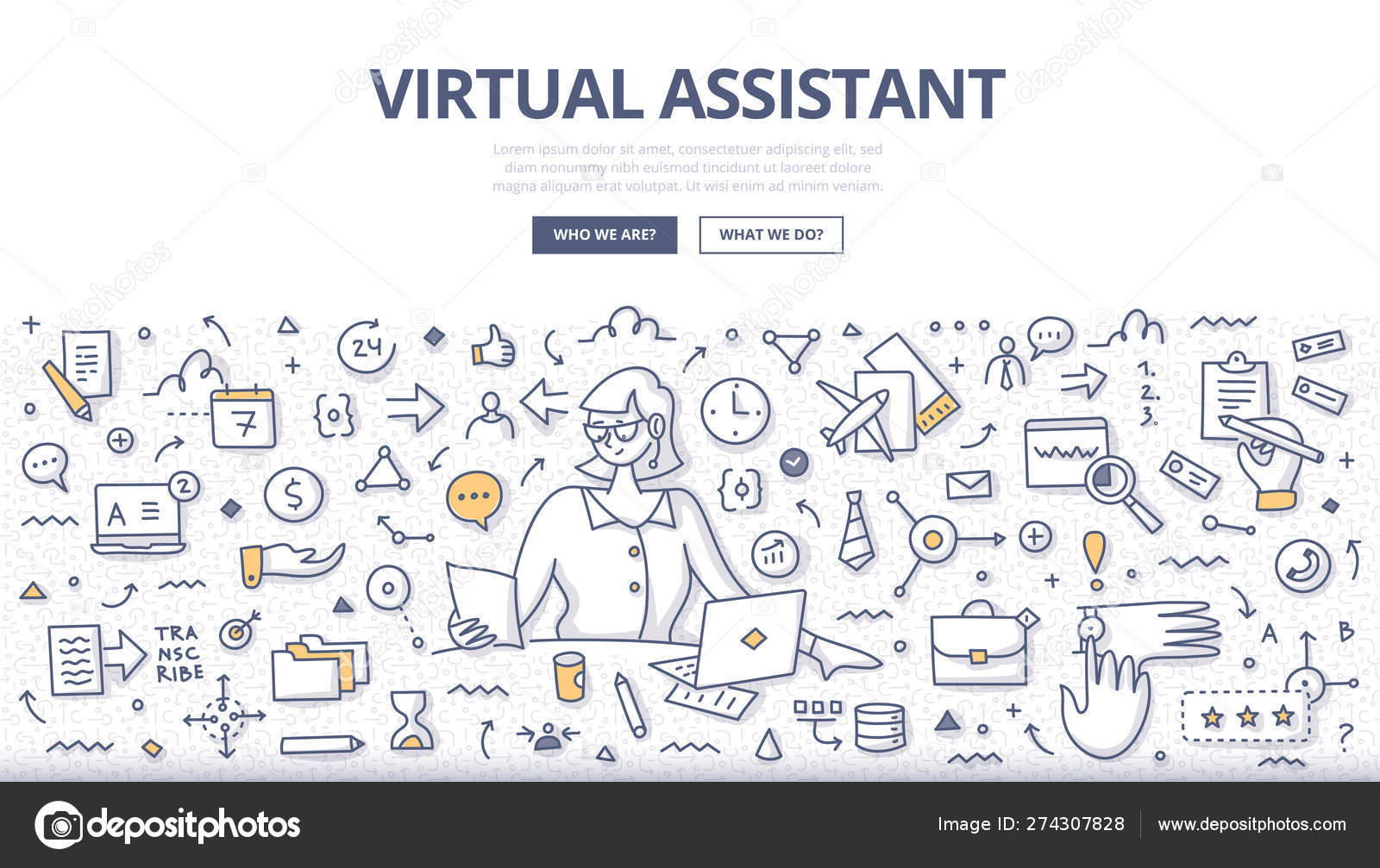 Virtual Assistant Doodle Concept Stock Vector Image by ©koctia #274307828