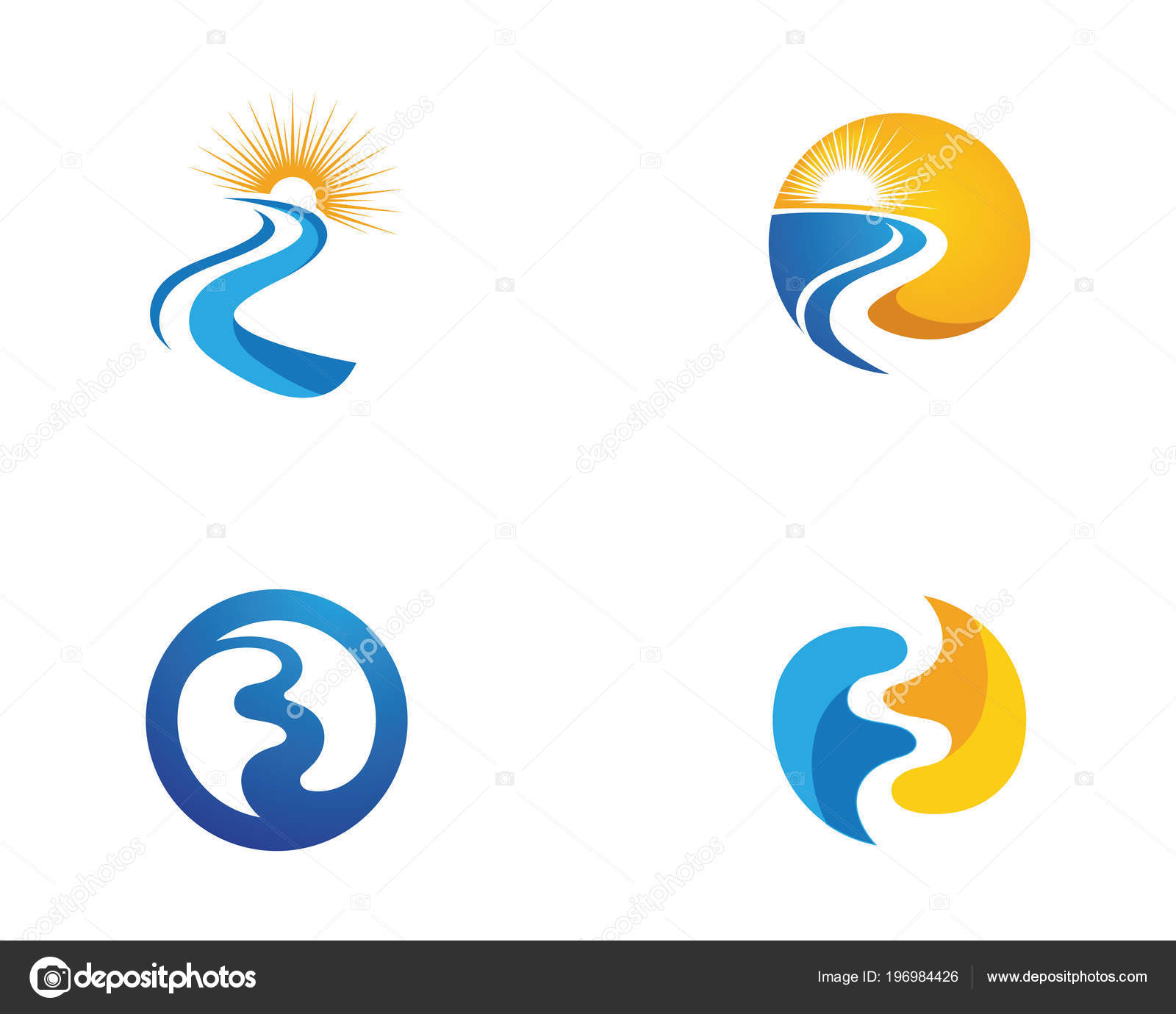 Logo Del Río Plantilla Vector Icono Ilustración Diseño Vector de stock ...