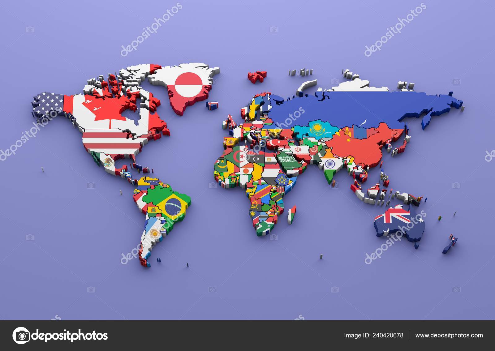 World Map All States Flags Render Stock Photo by ©kartos 240420678