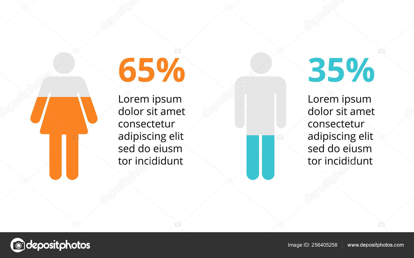 Marketing vector infographic slide template. Target audience by gender ...