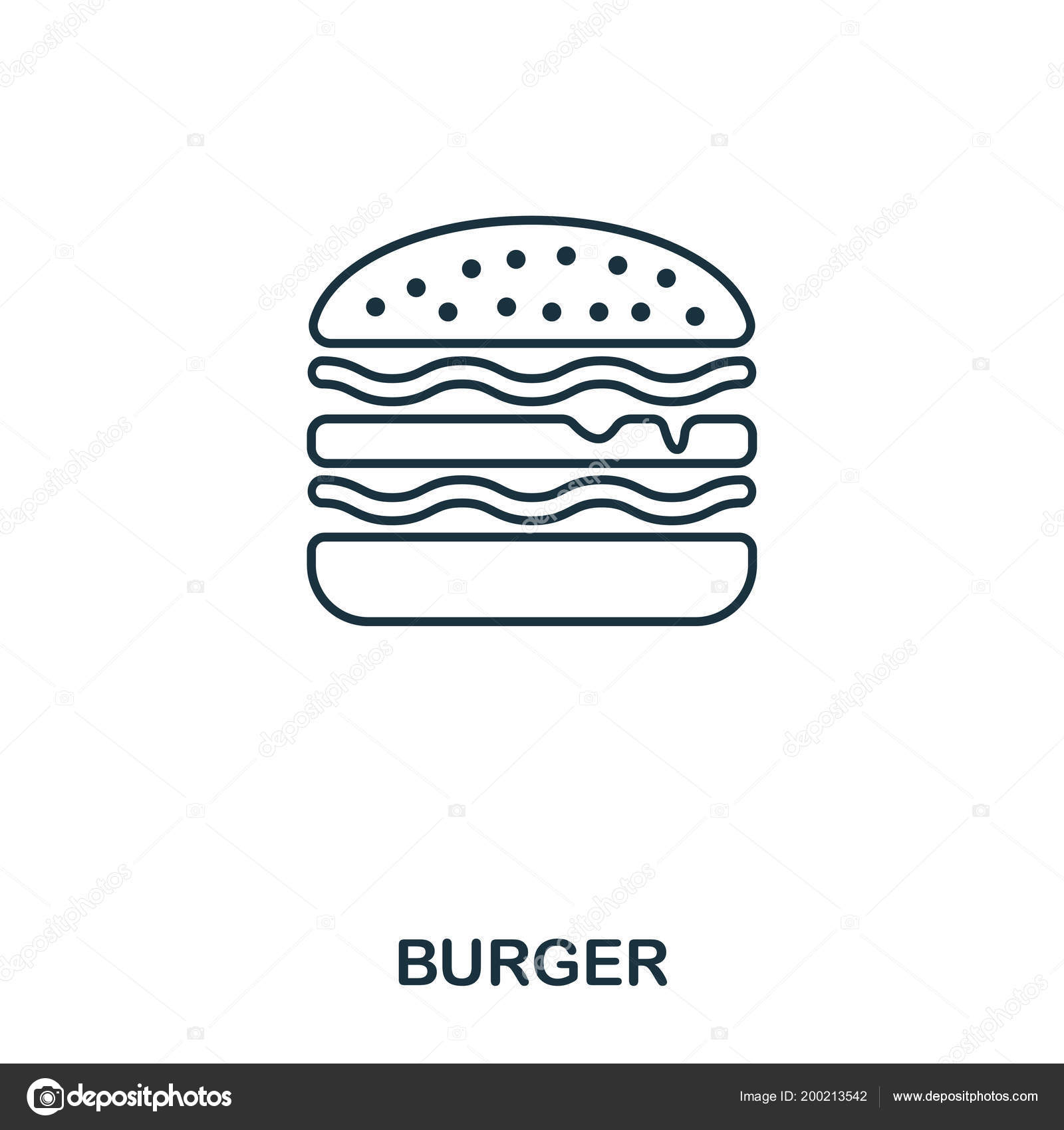 Simple outline Burger icon. Pixel perfect linear element. Burger icon ...