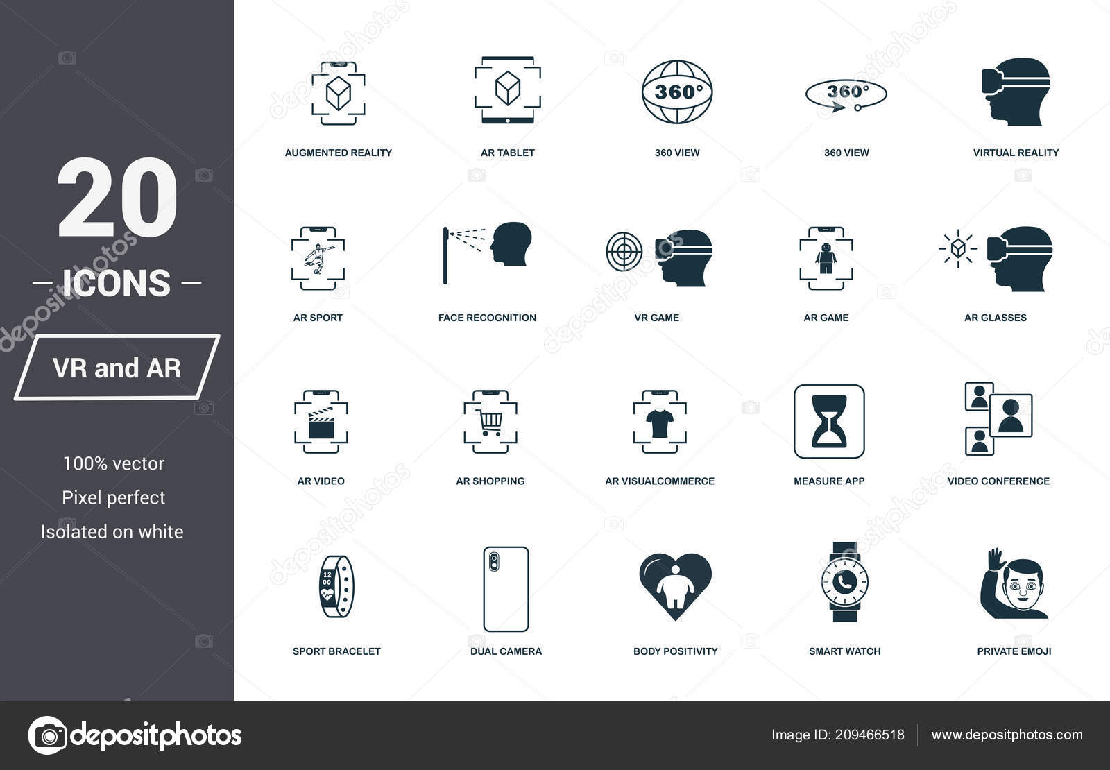 AR and VR icons set. Premium quality symbol collection. AR and VR icon ...