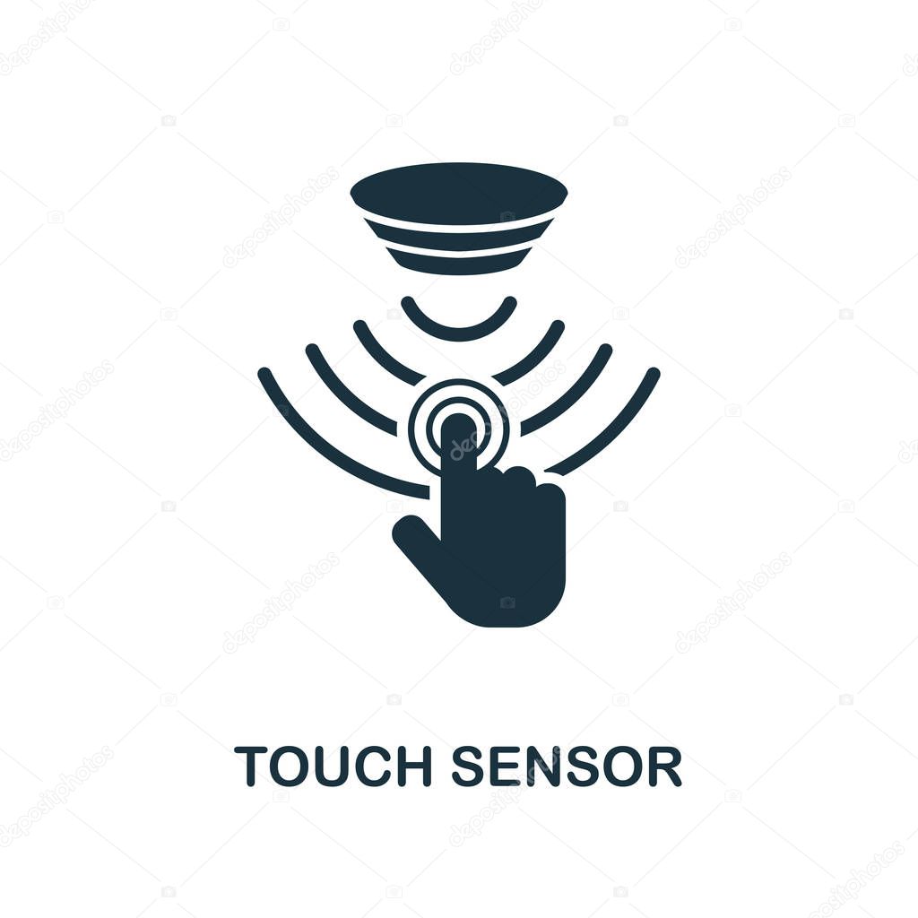 Toca el icono del sensor. Diseño de estilo monocromático de la ...