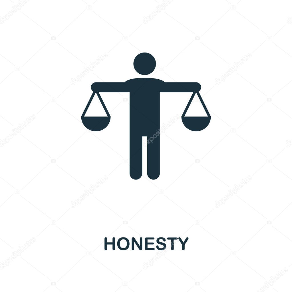Icono de honestidad. Diseño de estilo monocromático de la colección de ...
