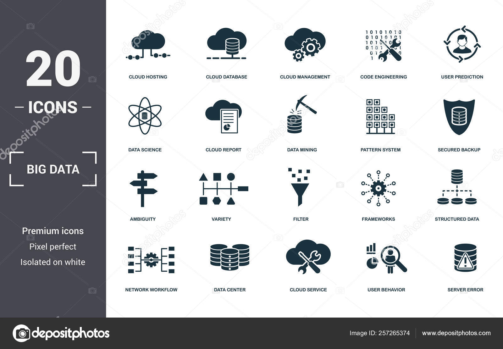 Big Data set icons collection. Includes simple elements such as Cloud ...