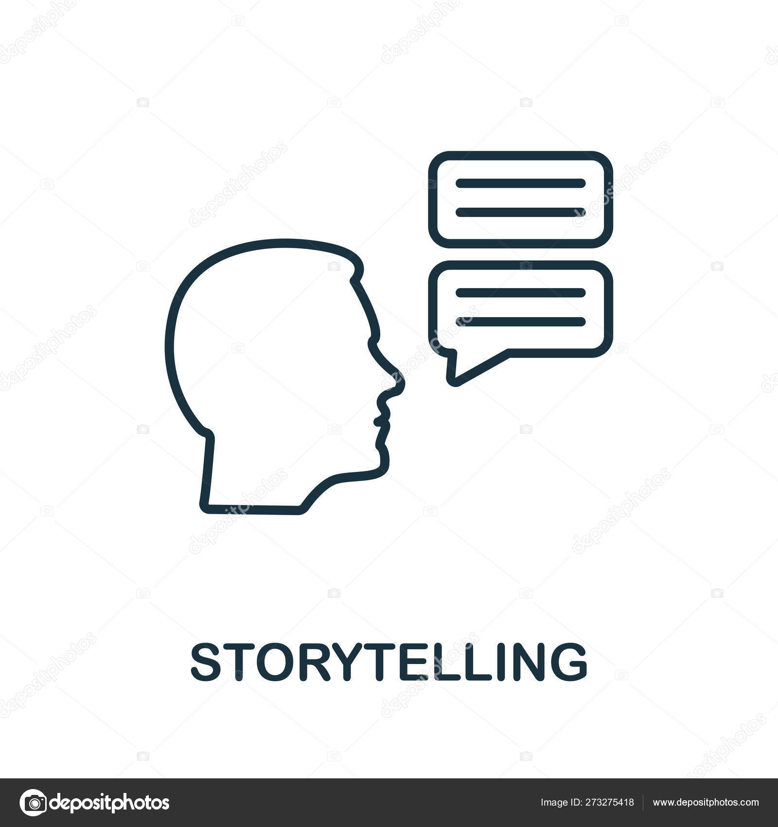 Mendongeng ikon. Garis luar desain tipis dari koleksi ikon influencer ...