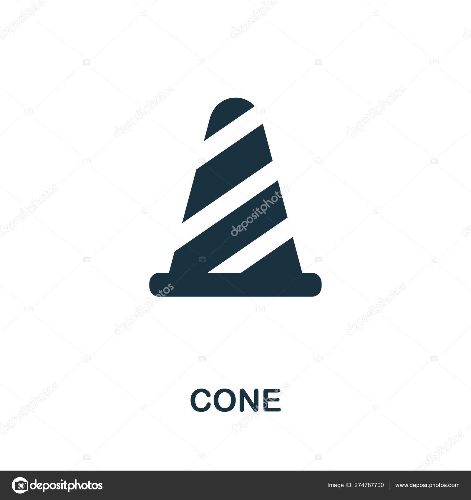 Cone icon symbol. Creative sign from construction tools icons collection. Filled flat Cone icon ...