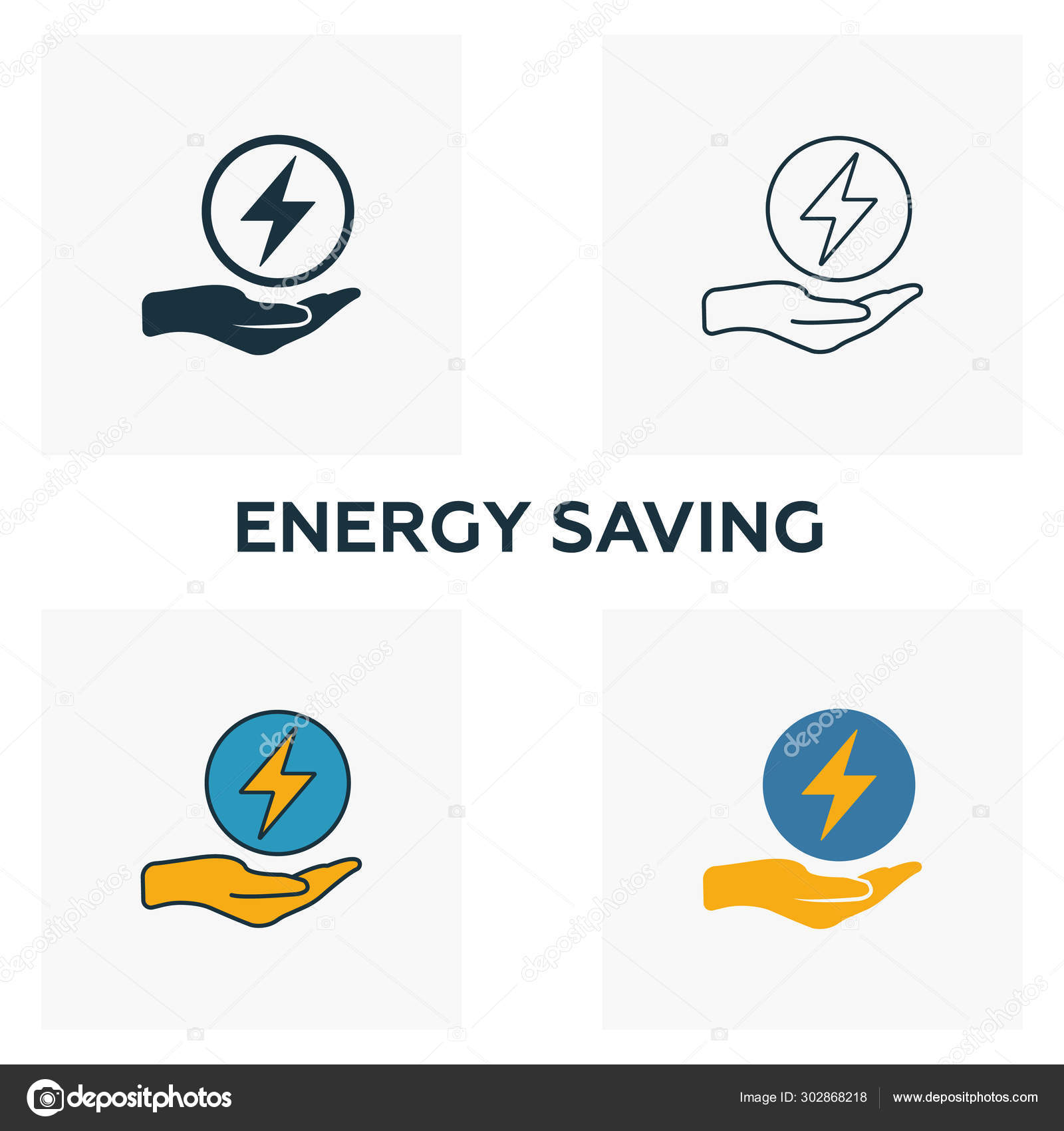 Energy Saving icon set. Four elements in diferent styles from power and ...