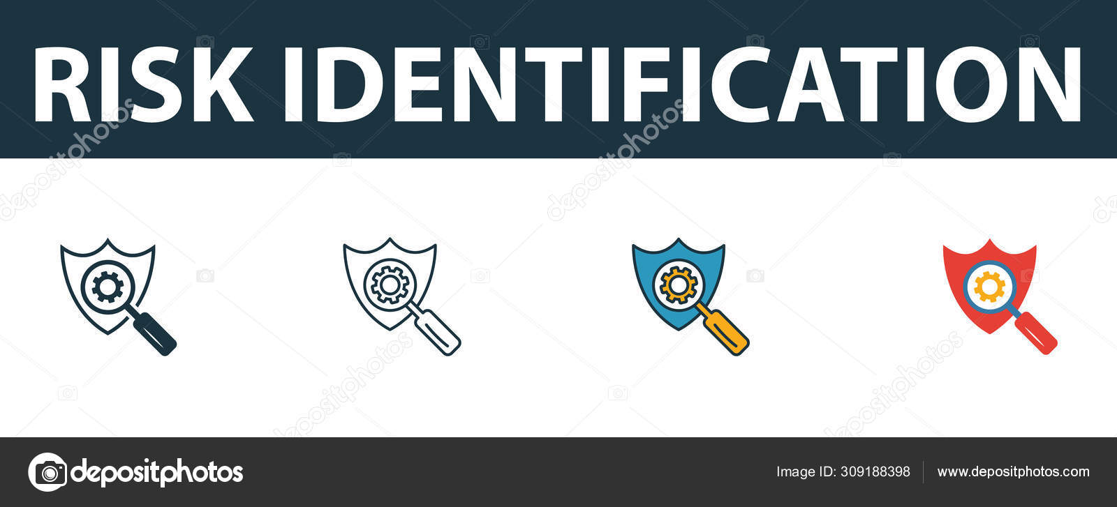 Conjunto de iconos de identificación de riesgo. Cuatro símbolos simples ...