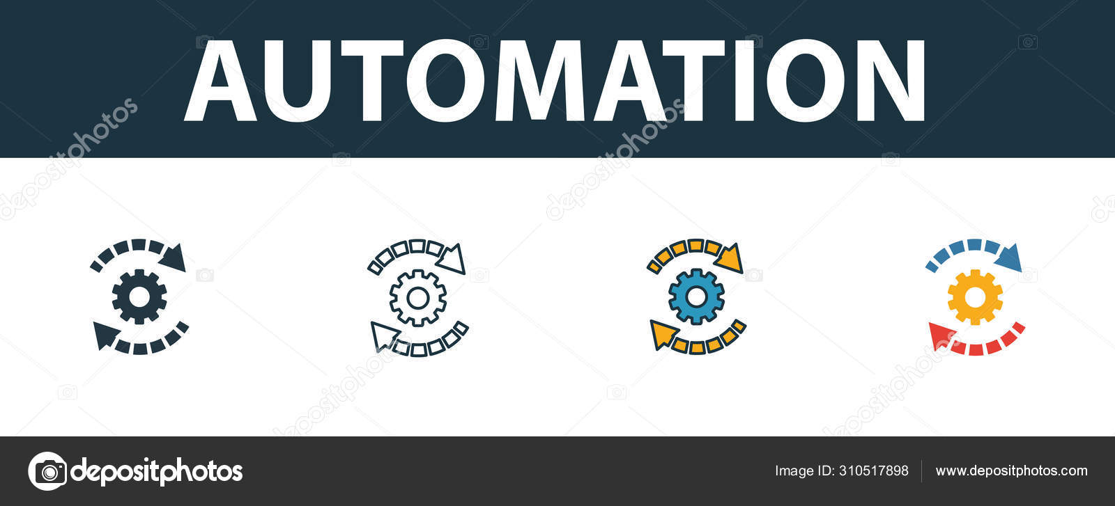 Ensemble d'icônes d'automatisation. Symbole Premium dans différents ...