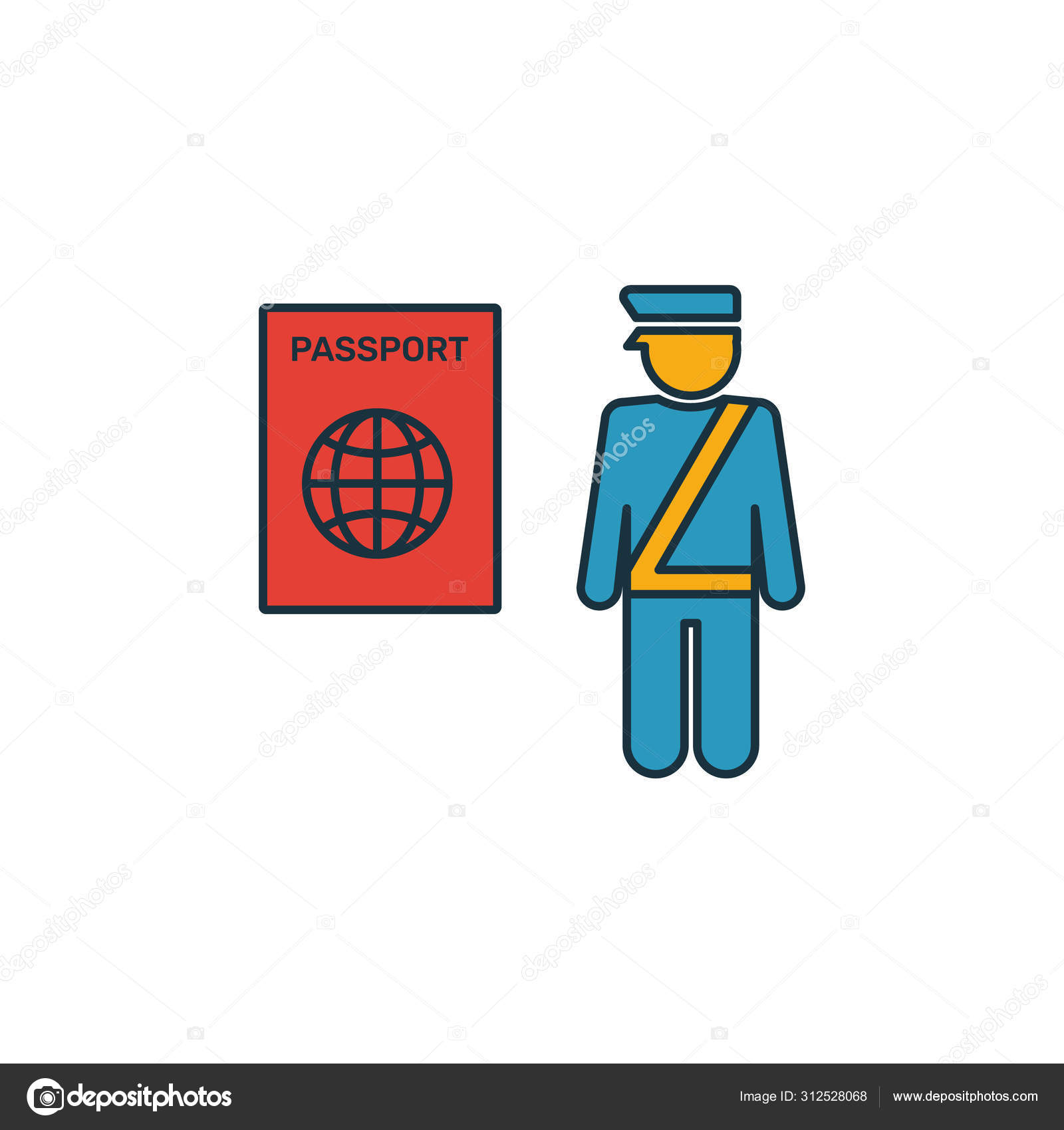 Passport Control icon. Outline filled creative elemet from airport ...