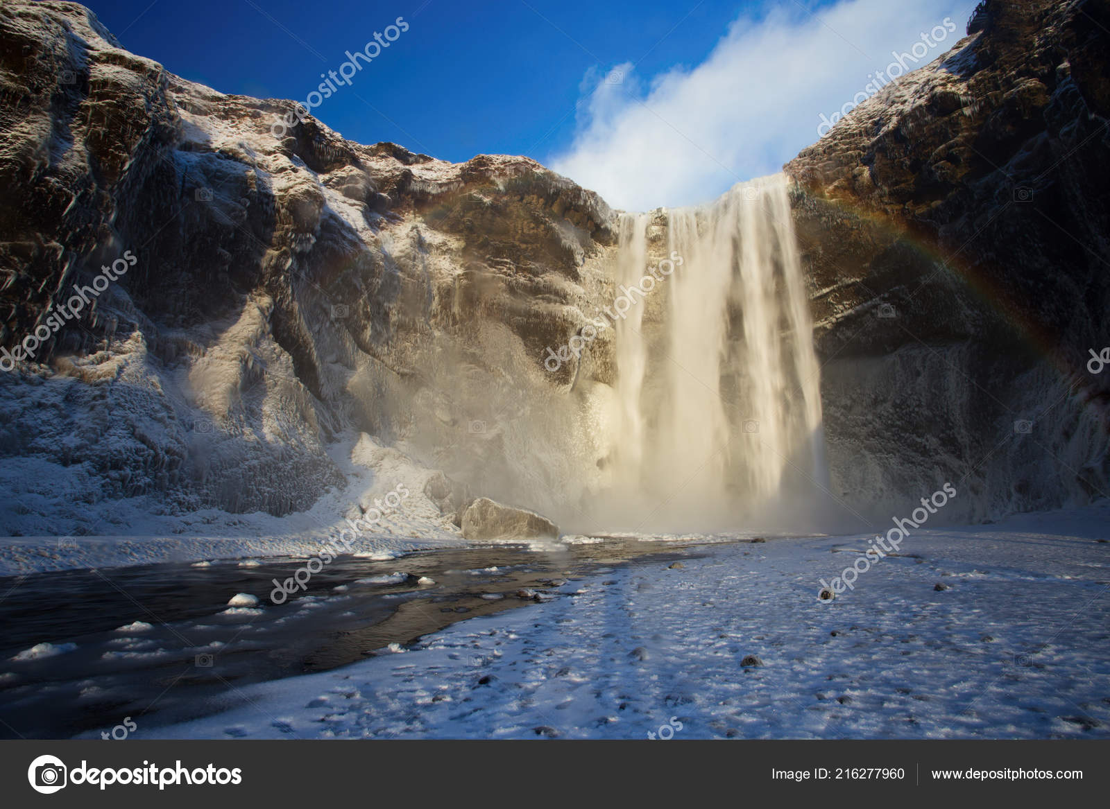 Skogafoss Waterfall Winter Iceland Stock Photo by ©revoc9 216277960