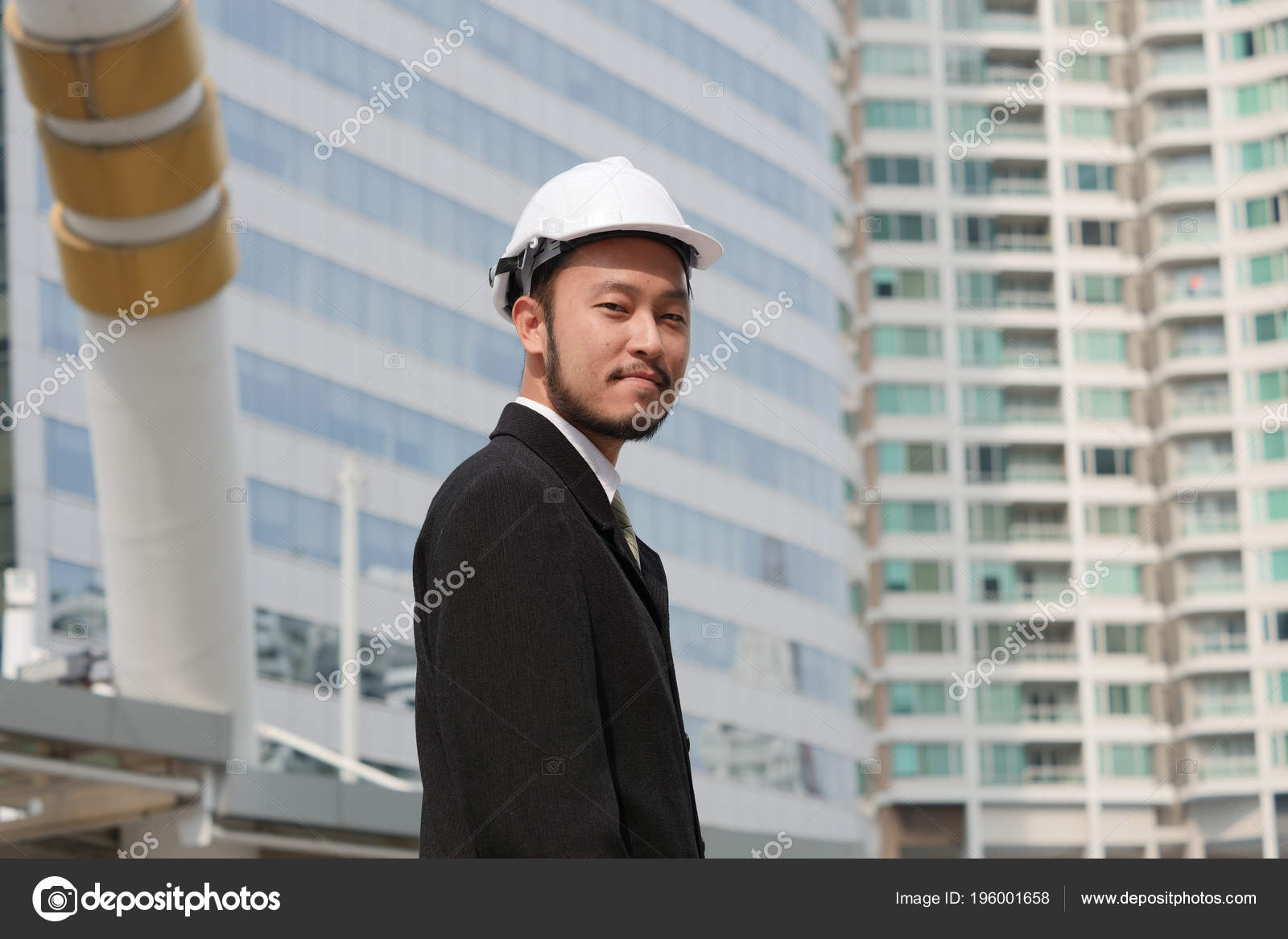 Smart Engineering Standing Building Site Background — Stock Photo ...