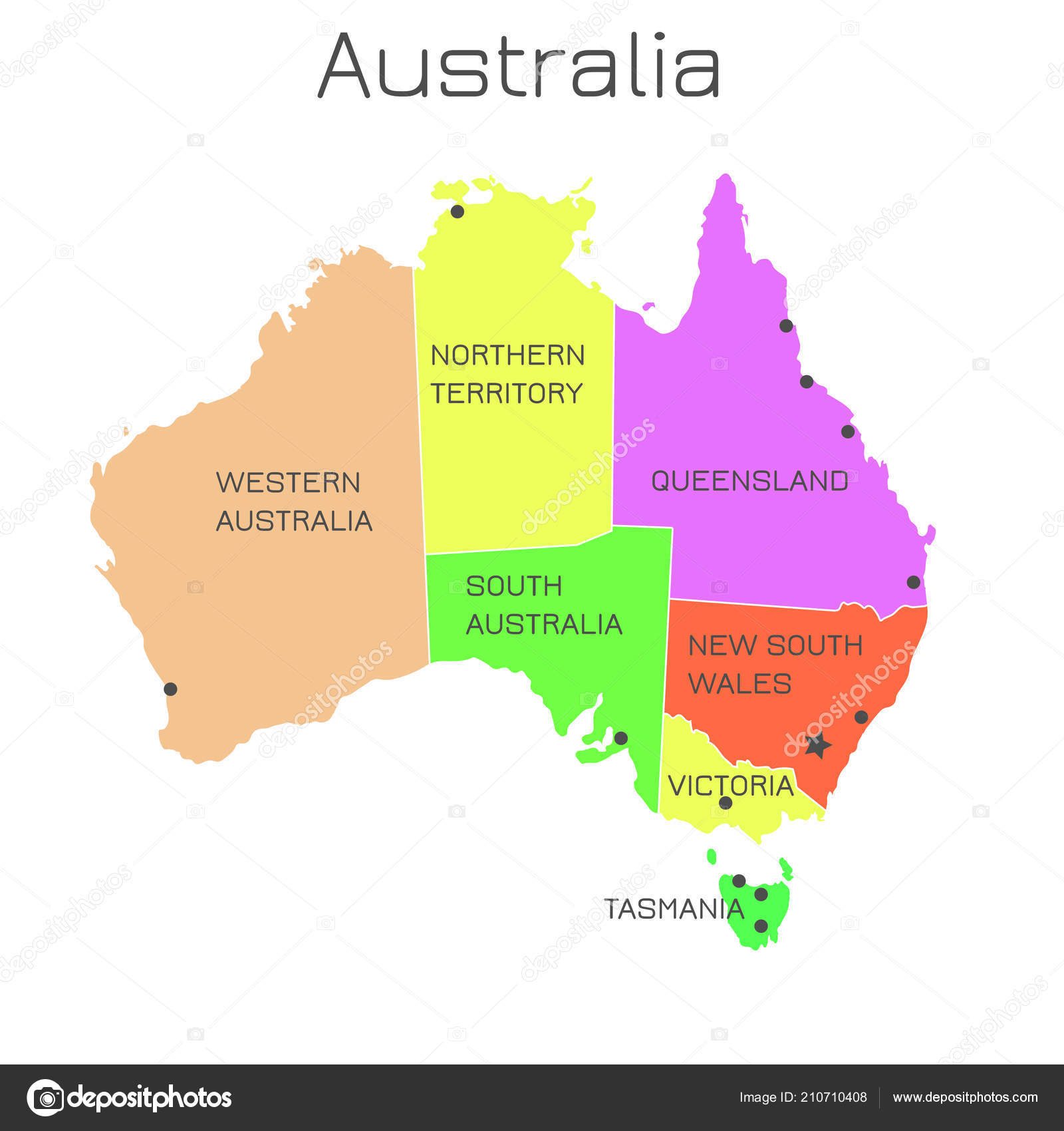 Australia map states colorful vector illustration — Stock Vector © m ...