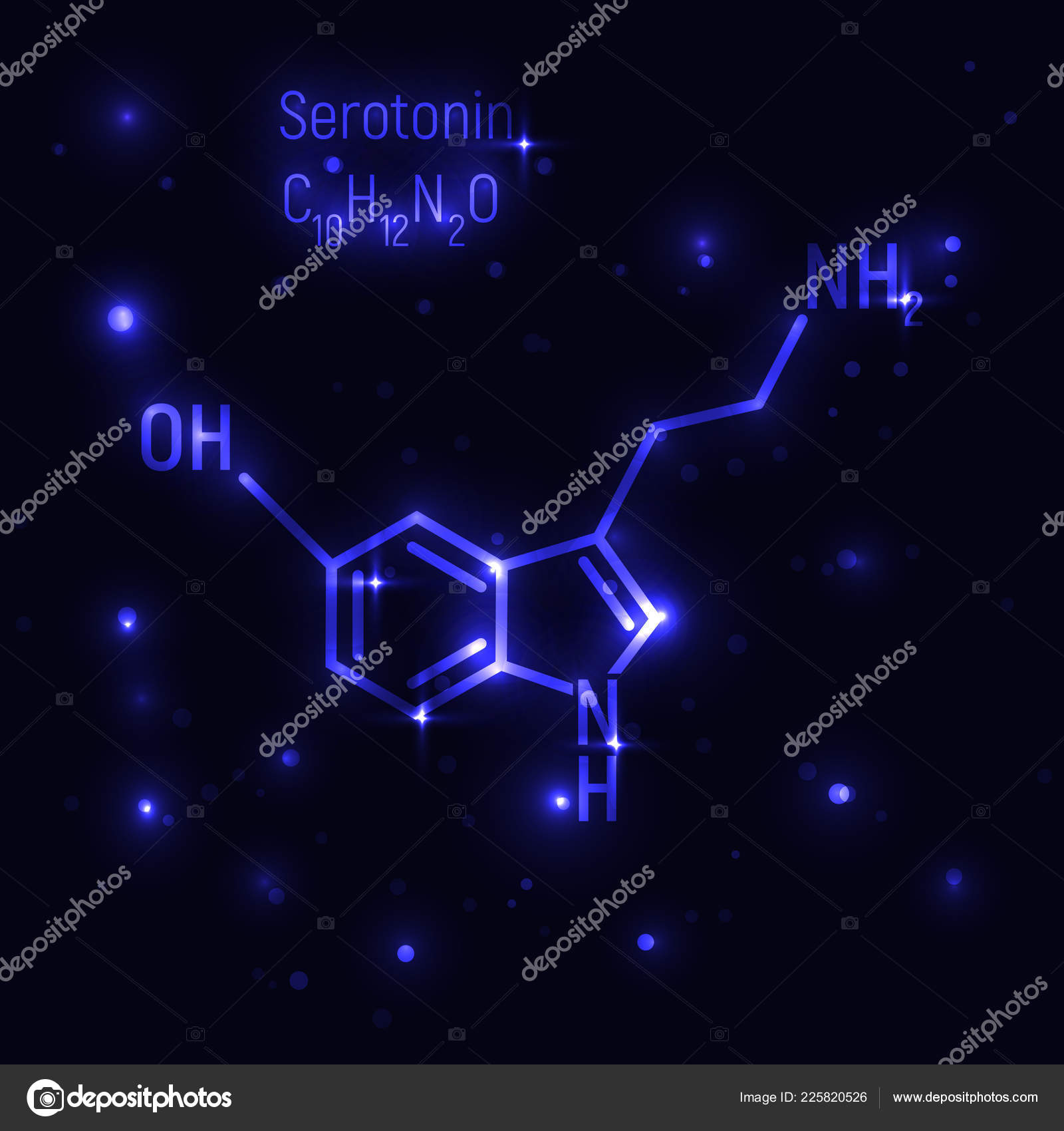 Serotonin structure on dark blue background Stock Vector Image by ©m ...