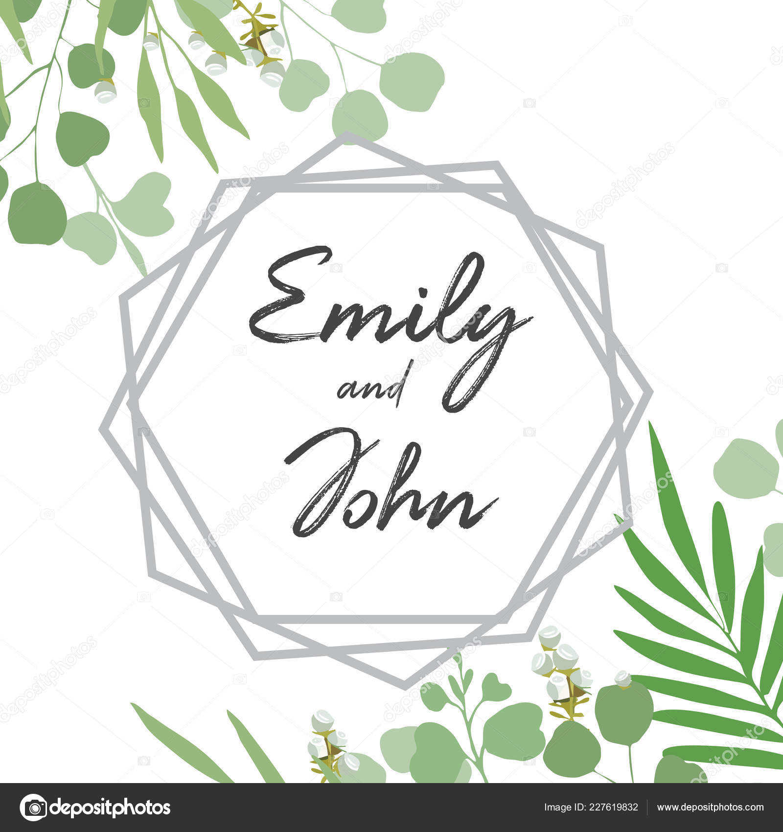 Greenery card with foliage, template Stock Vector Image by ©m.gonchar ...