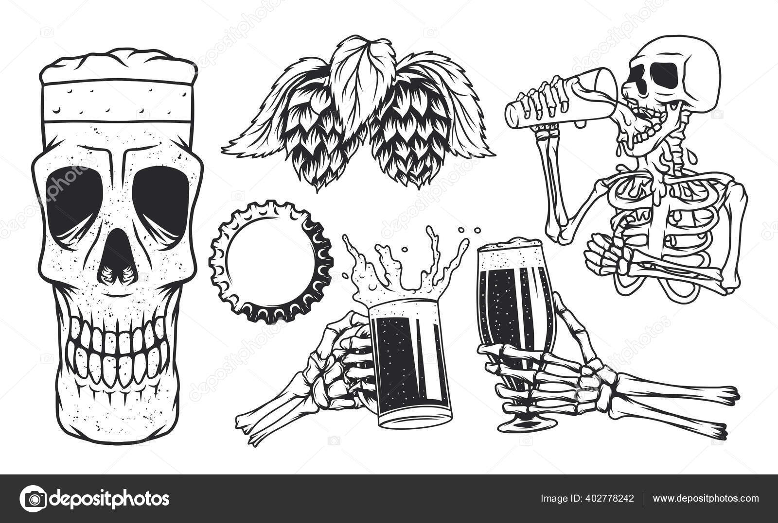 Skeleton Hand Holding Skull