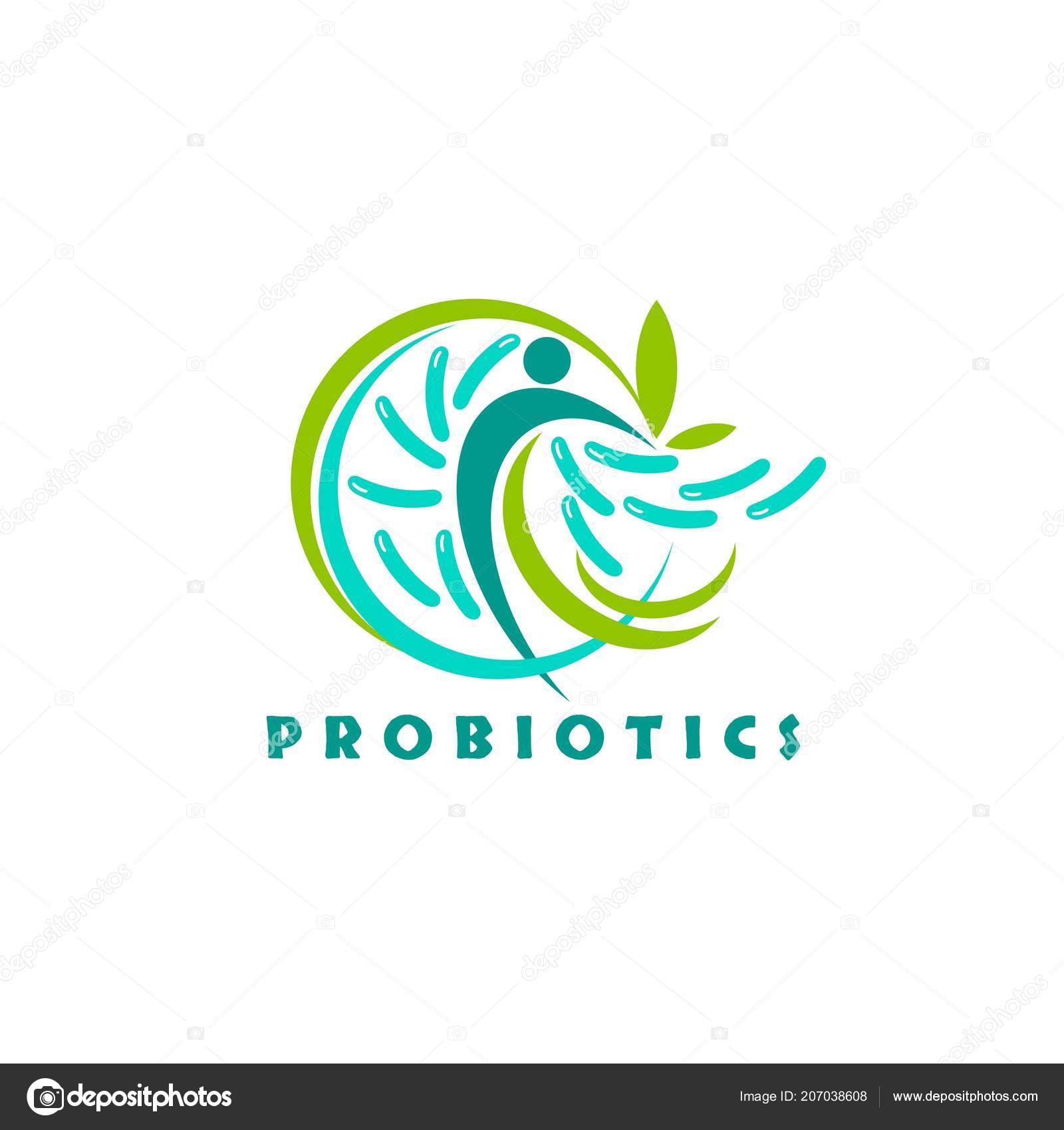 Probiotics Logo Bacteria Logo Concept Healthy Nutrition Ingredient ...