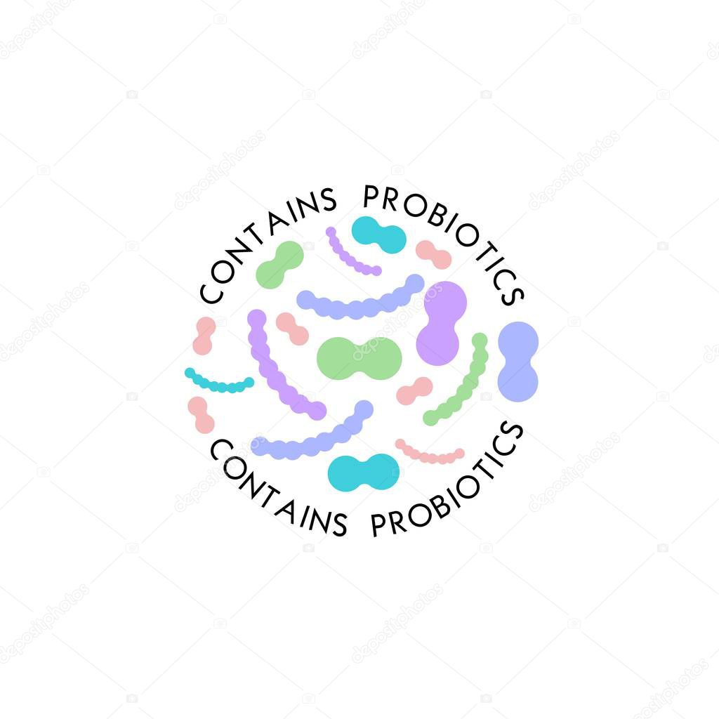 Logo de los probióticos. Logo de bacterias. Concepto de ingrediente ...