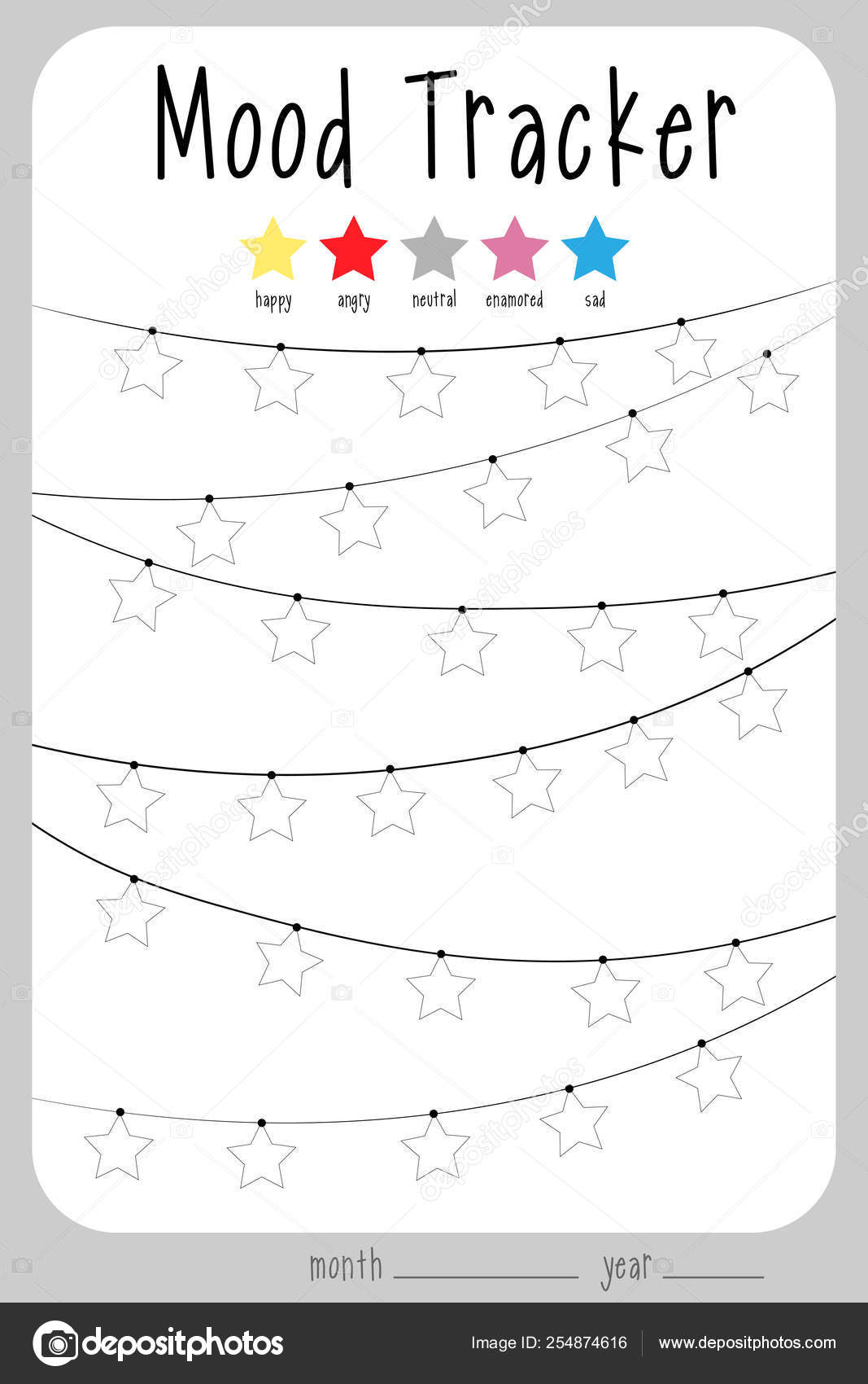Mood diary for a month. mood tracker calendar. keeping track of ...